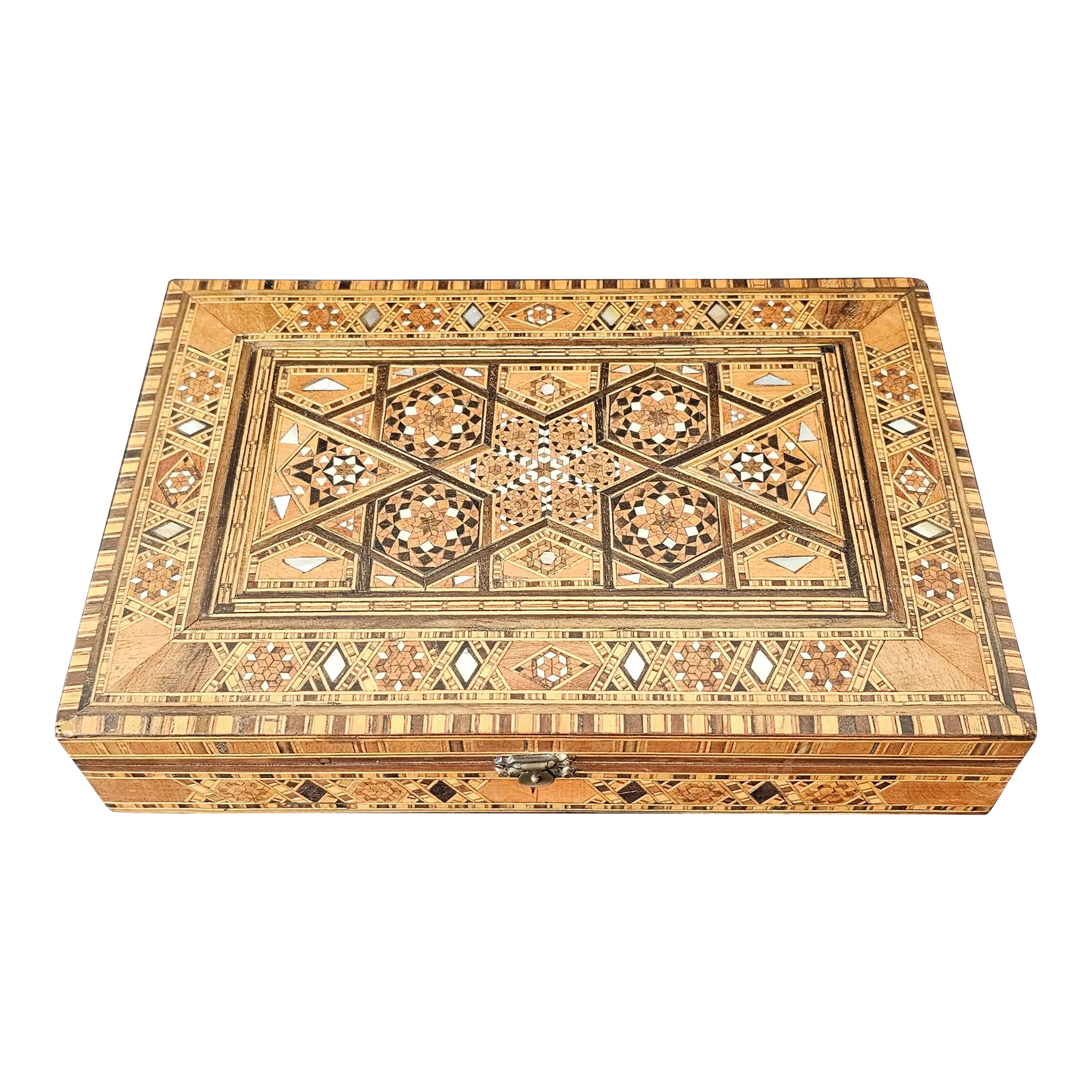 Vintage Middle Eastern Syrian Damascus Arabesque Mosaic Marquetry ...