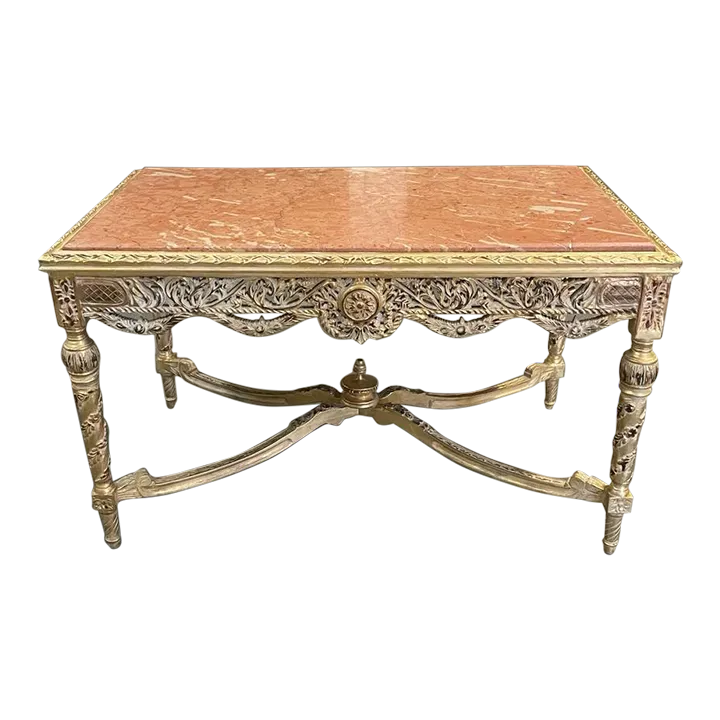 1950s French Baroque Coffee Table with Gold Leaf | Chairish