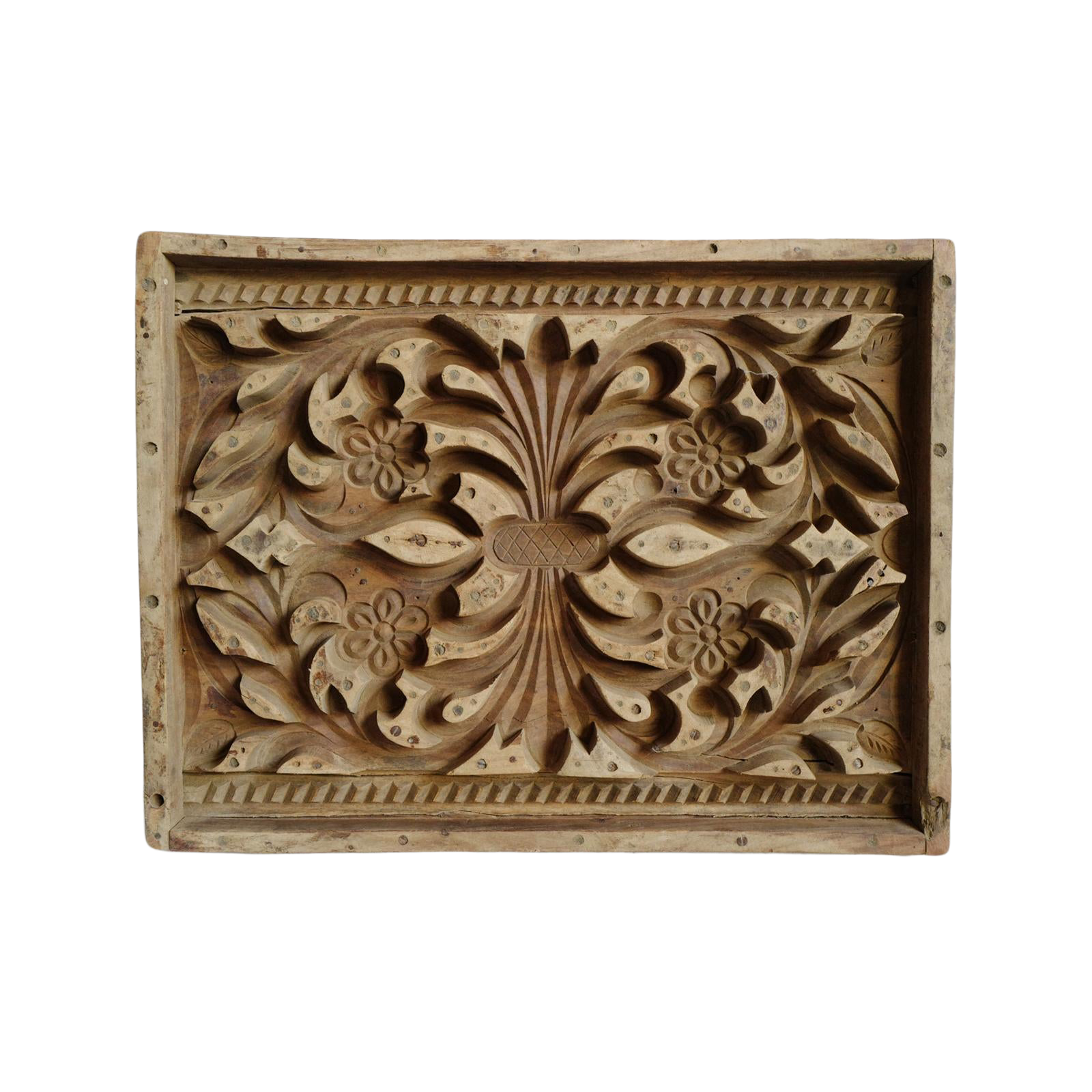 Early 20th Century India Old Wood Print Panel | Chairish