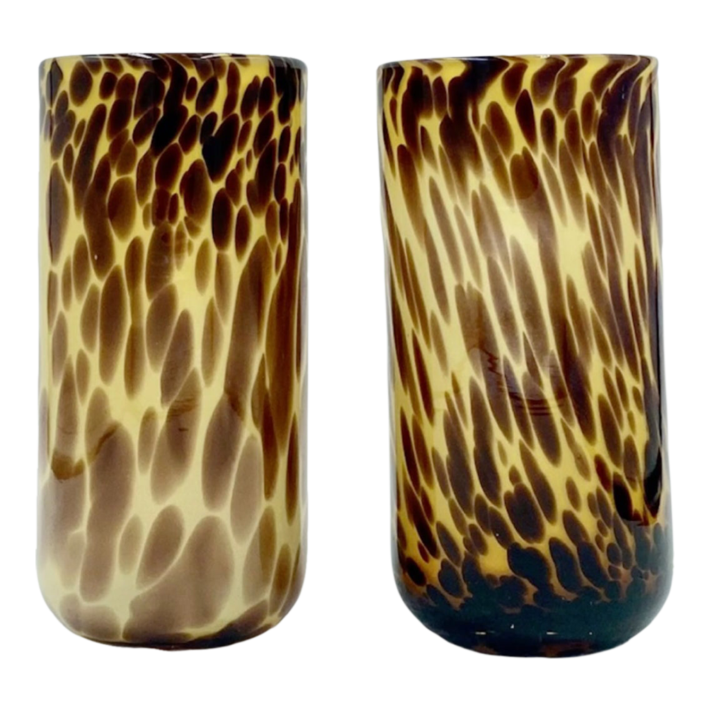 Mid 20th Century Pair of Vintage Hand Blown Brown Tortoise Shell Style ...