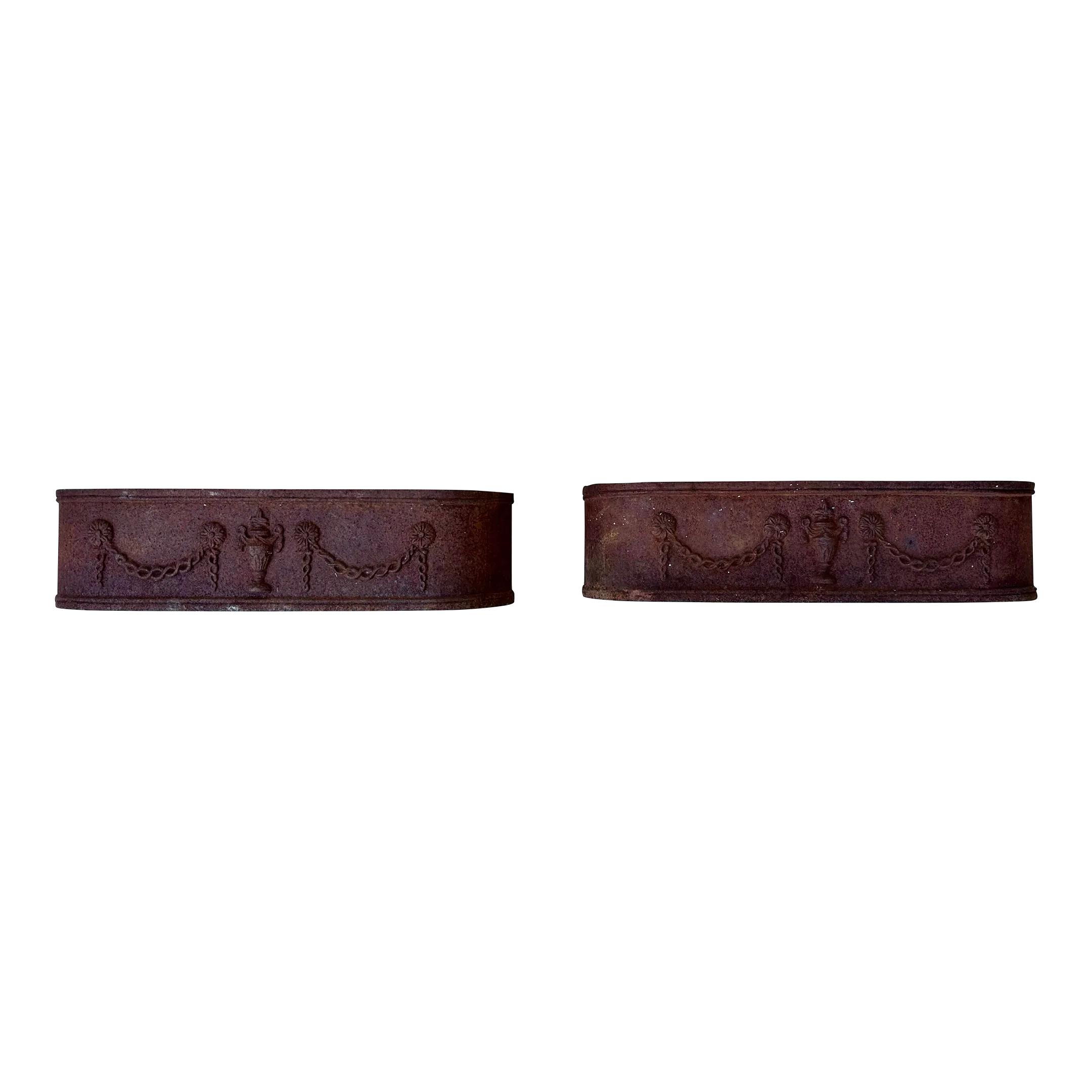 19th Century French Louis Seize Cast Iron Oval Planters - Set of 2 ...