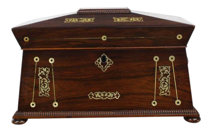 19th Century Traditional Rosewood Tea Caddy | Chairish