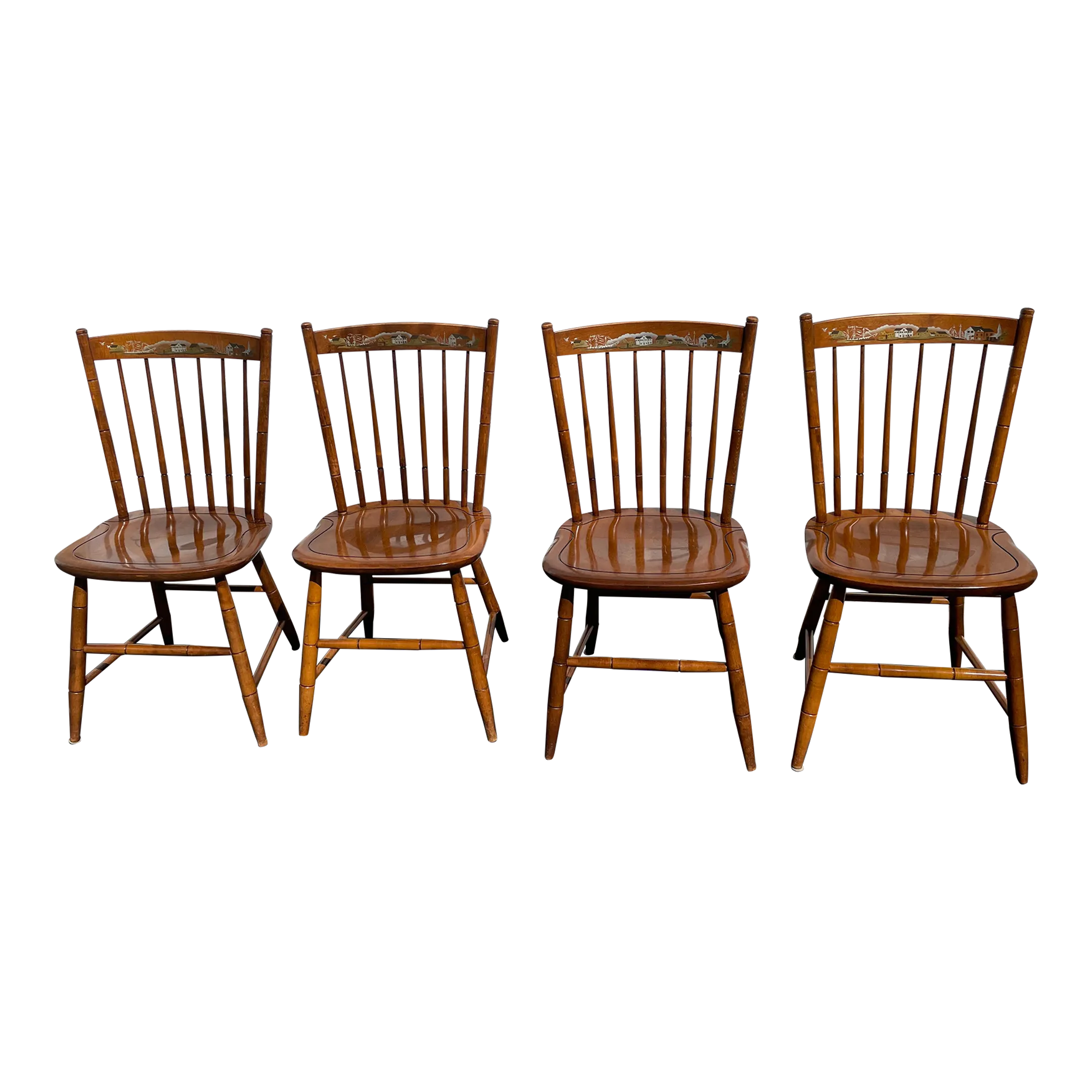 L. Hitchcock Seaport Edition Stenciled Side Chairs - Set of 4 | Chairish