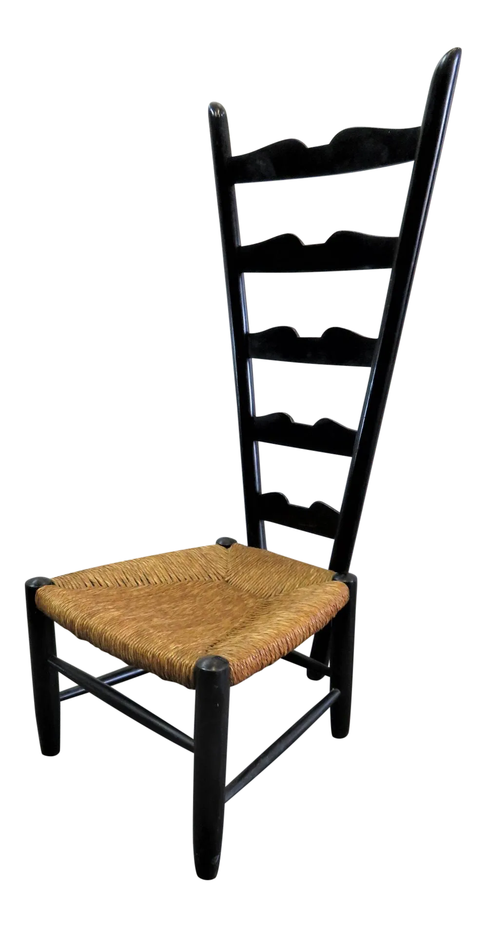 Mid Century Modern Black Ladder Back Slipper Chair | Chairish