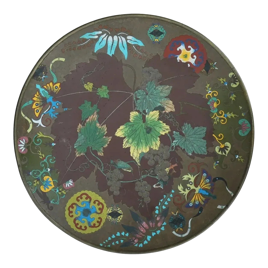 Antique Japanese Cloisonne Charger With Insects and Fall Foliage Plate ...