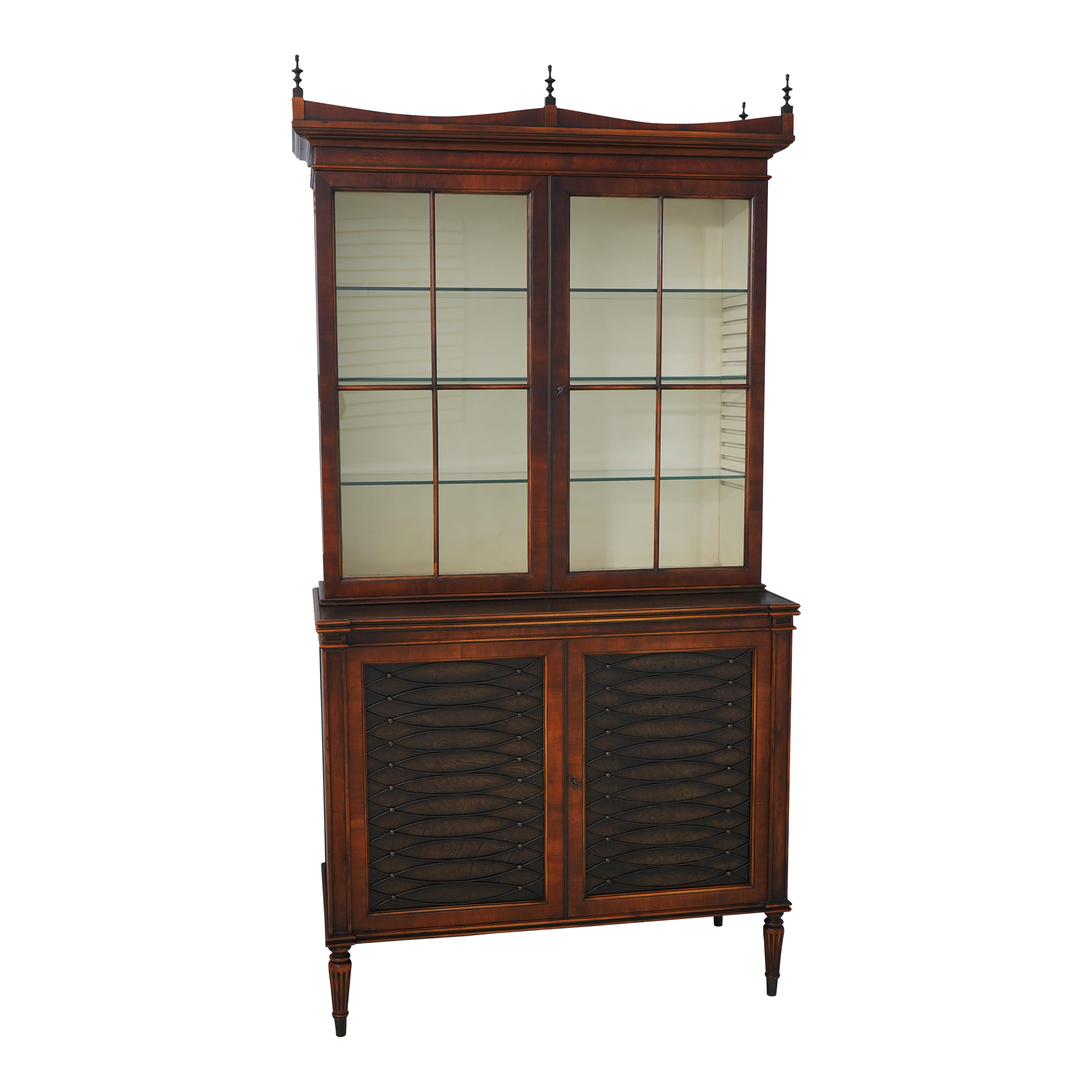 Theodore Alexander Federal Style Leather Mahogany China Cabinet