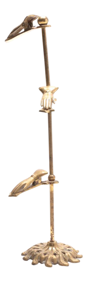 Vintage Brass " Hand" Paper Holder Stand | Chairish