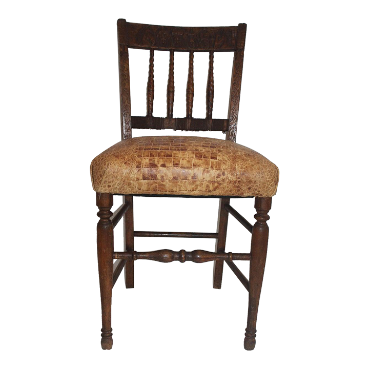 19th Century Handmade English Chess Carved Chair | Chairish