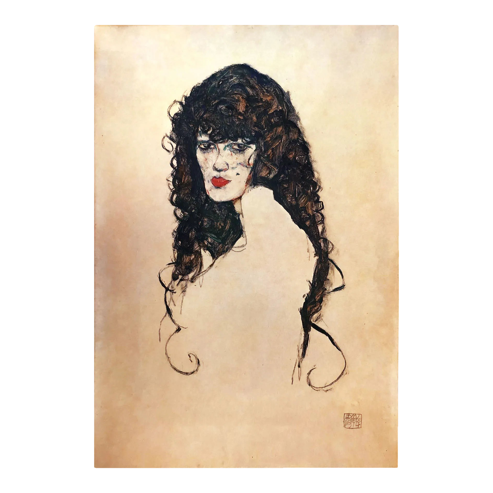 1981 Egon Schiele 25 Print of Woman With Black Hair | Chairish