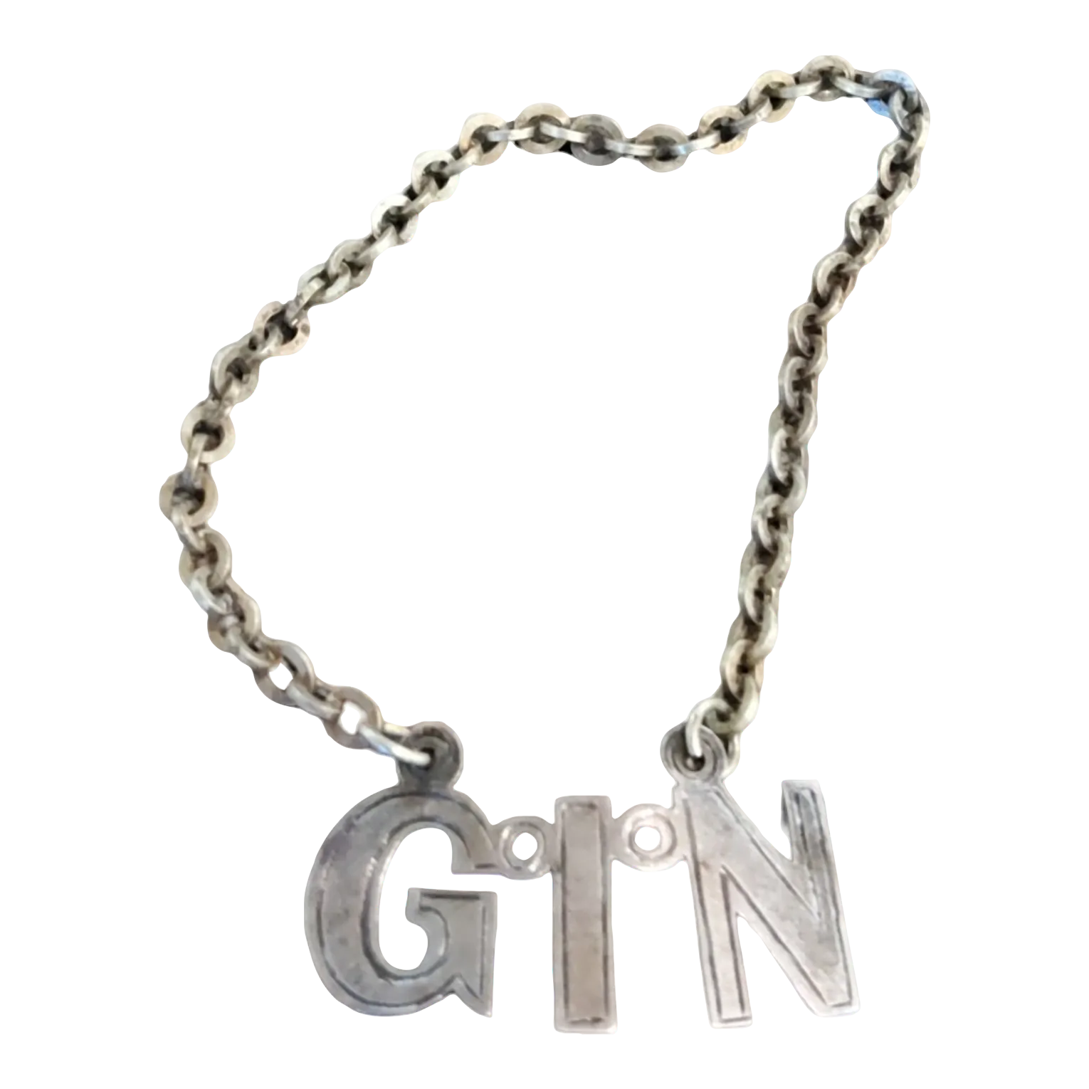 1970s Edwardian Silver Plate Gin Decanter Label | Chairish