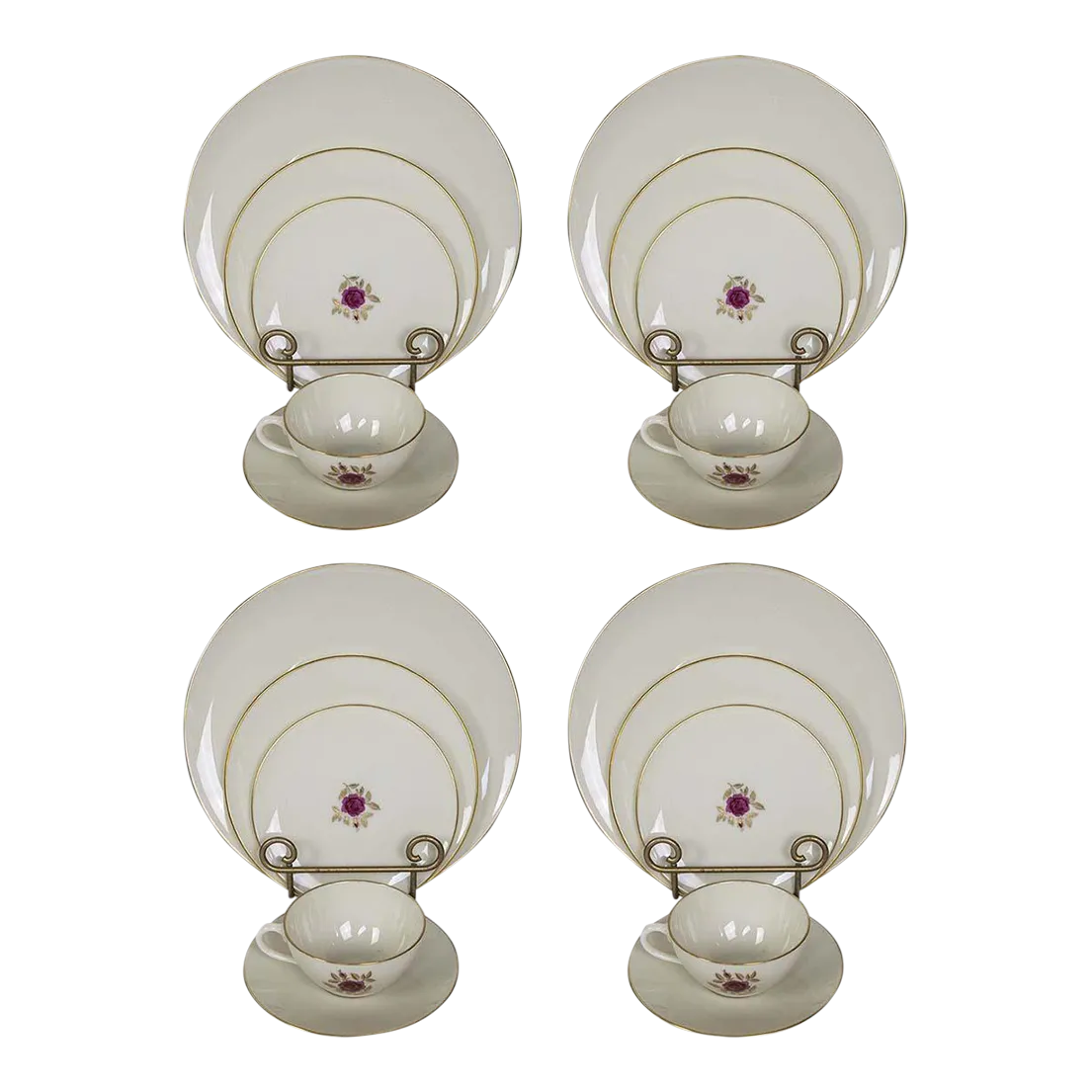Lenox China Roselyn Pattern Four 5 Piece Place Settings | Chairish
