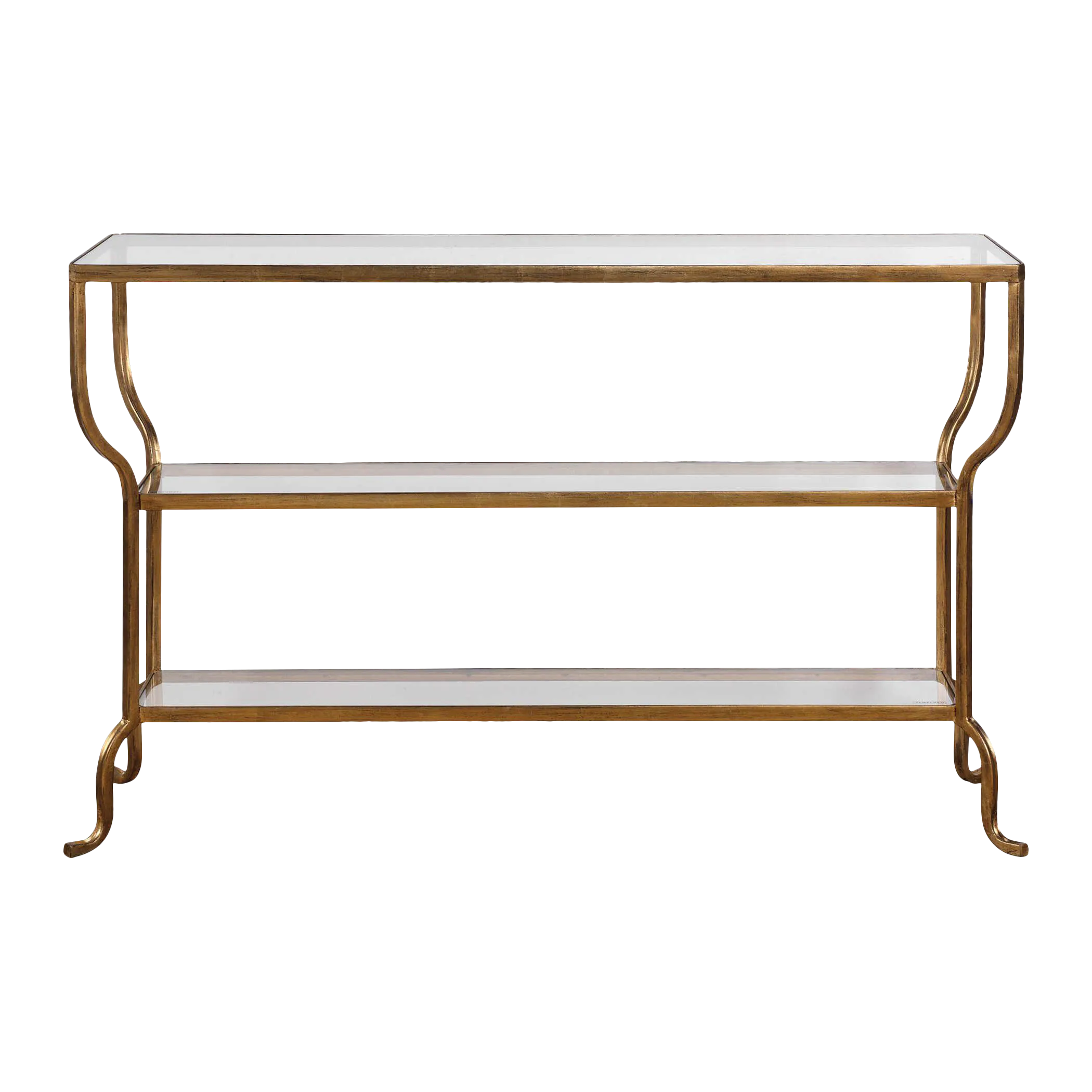 Antiqued Gold Finish Console Table | Chairish