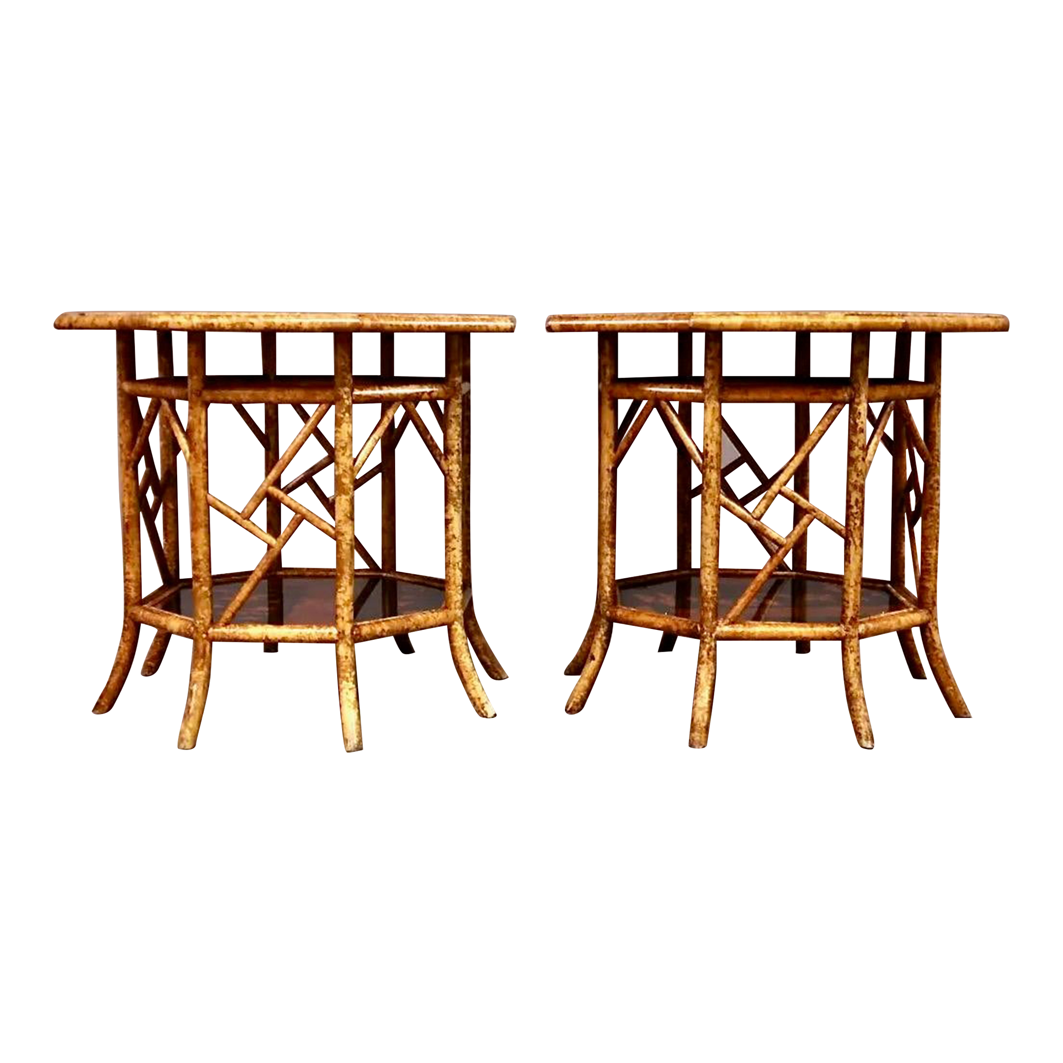 Pair Aesthetic Movement Style Lacquer Tables | Chairish