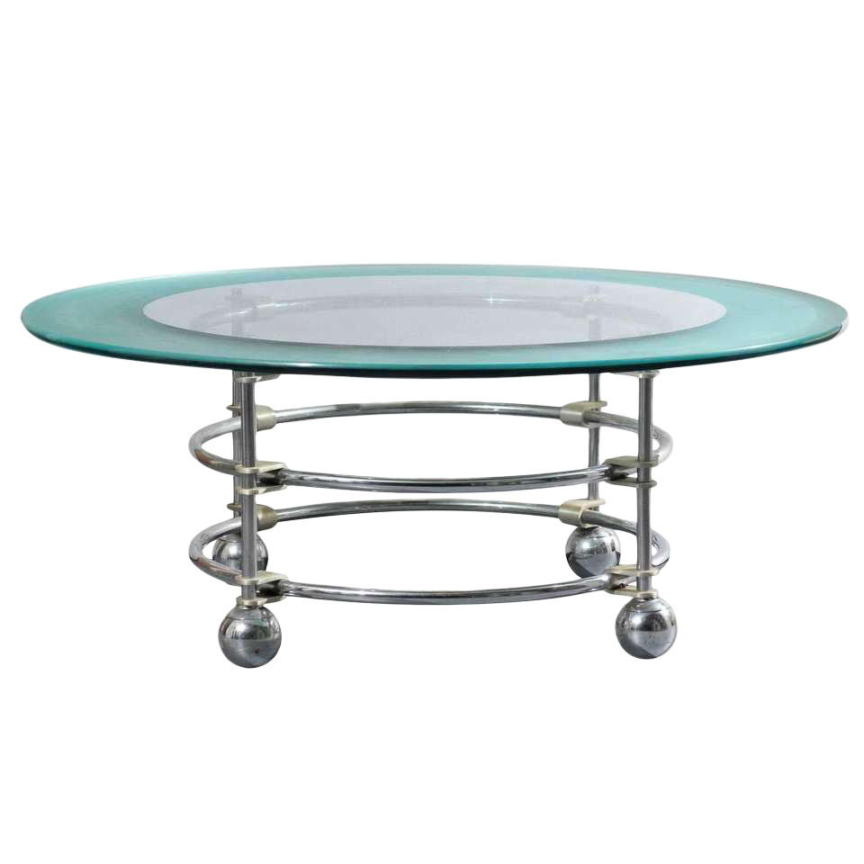 Jay Spectre for Century Chrome and Glass Cocktail Table | Chairish