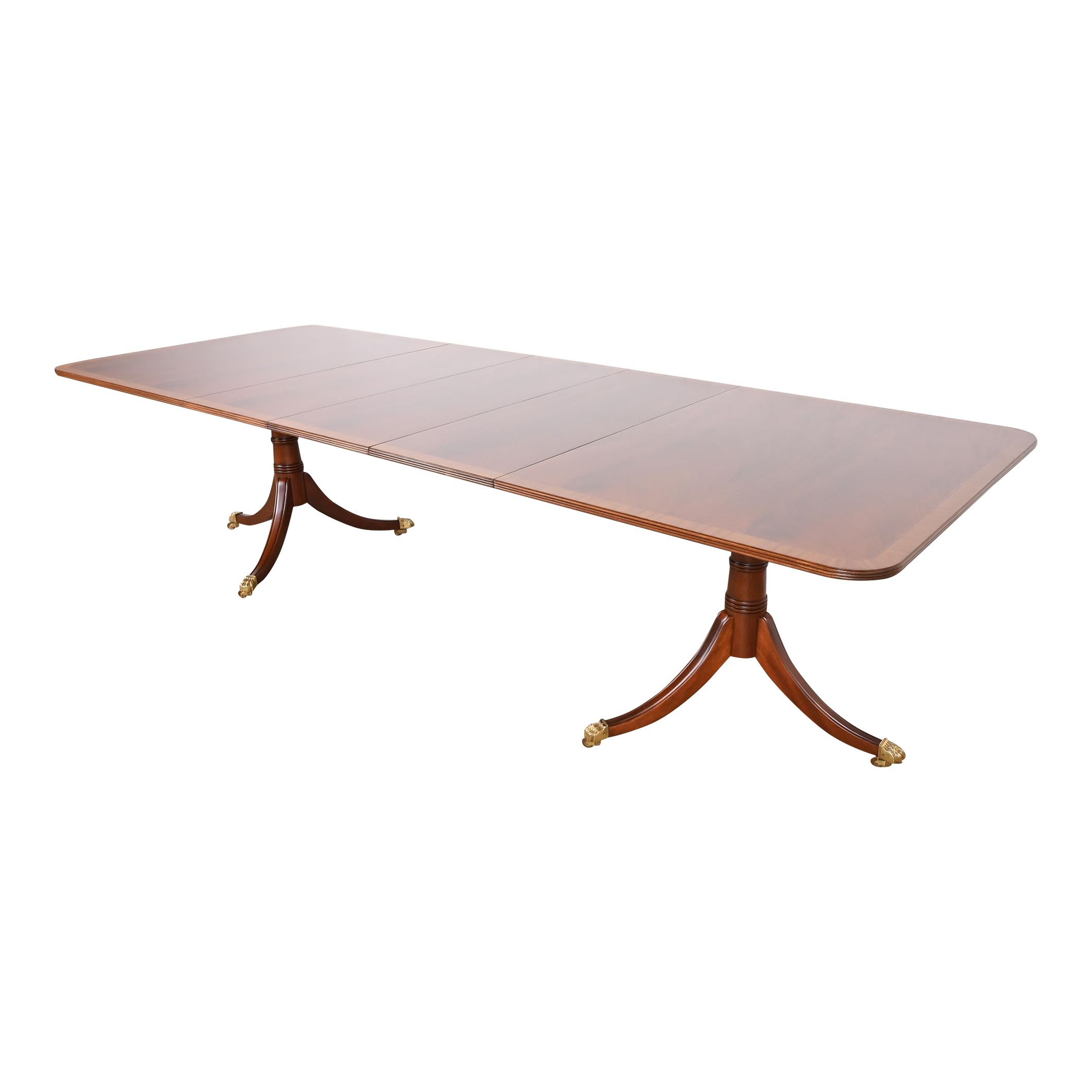 Stickley Georgian Banded Flame Mahogany Double Pedestal Extension ...