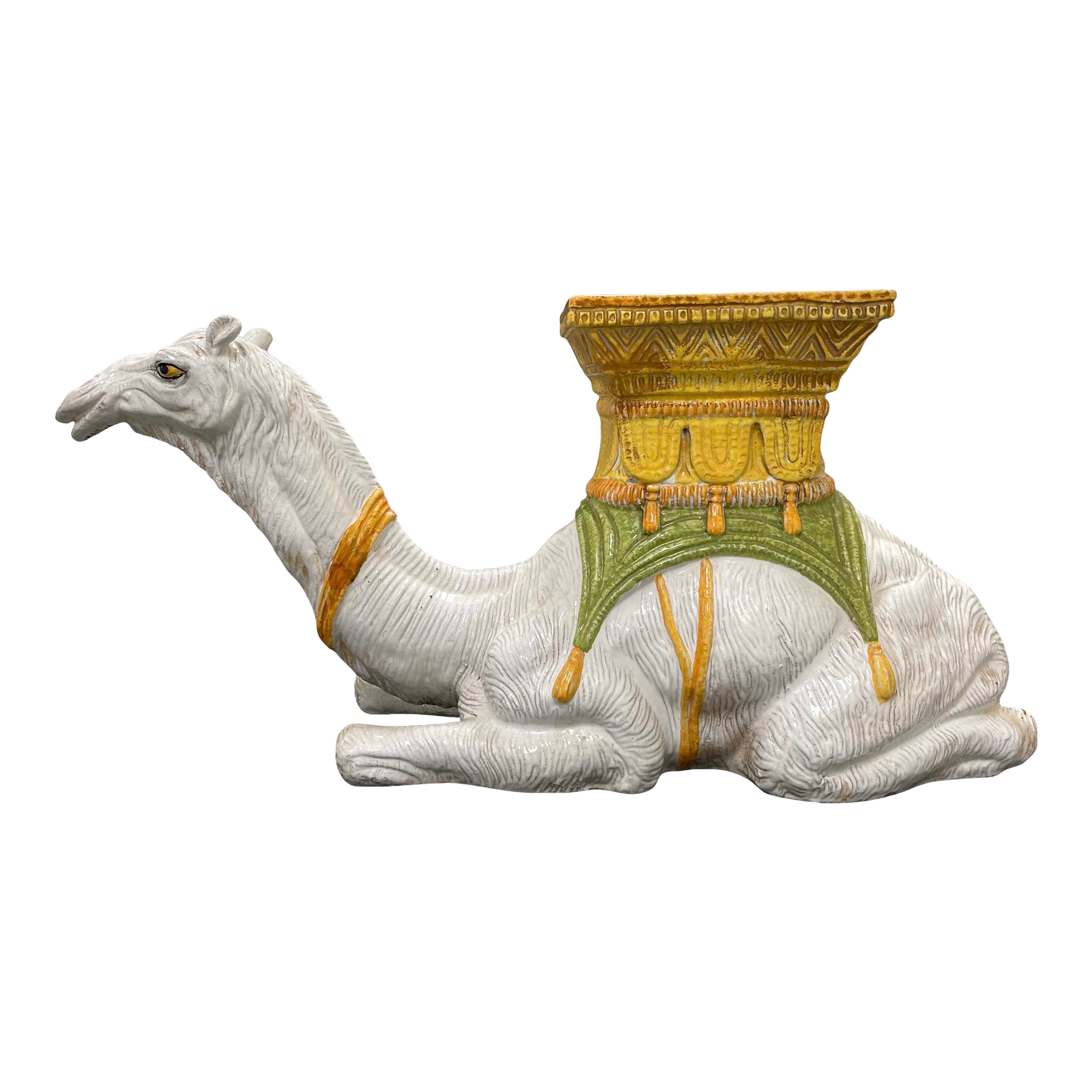 Vintage Italian Terracotta Glazed Camel Side Table/Garden Stool | Chairish