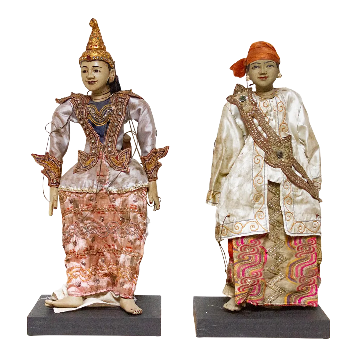 Set of Two Javanese Wayang Puppets | Chairish