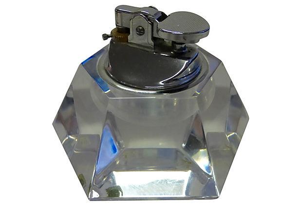 Twelve Facet Mid-Century Cut Glass Lighter | Chairish