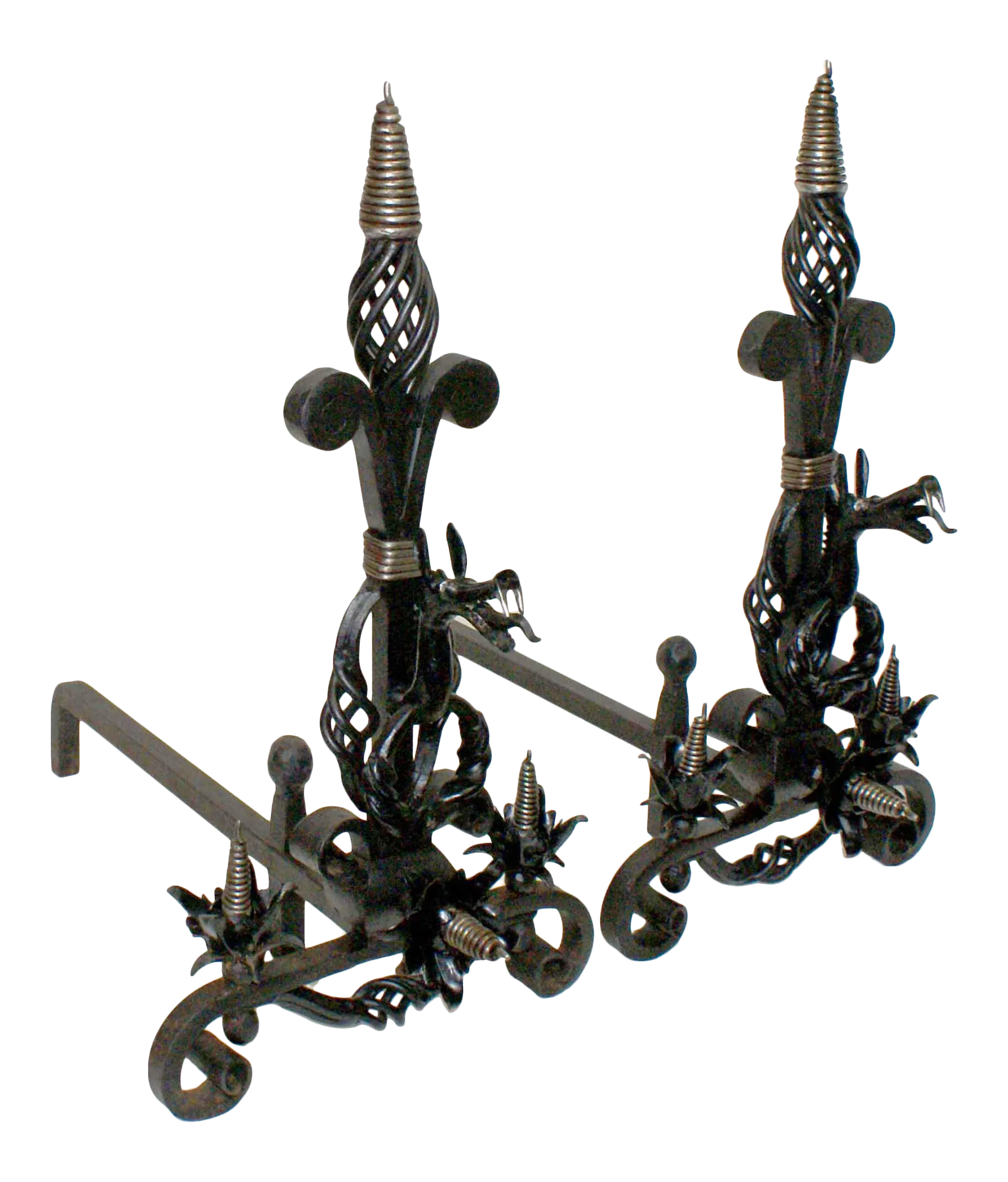 19th Century Dragon Andirons - a Pair | Chairish