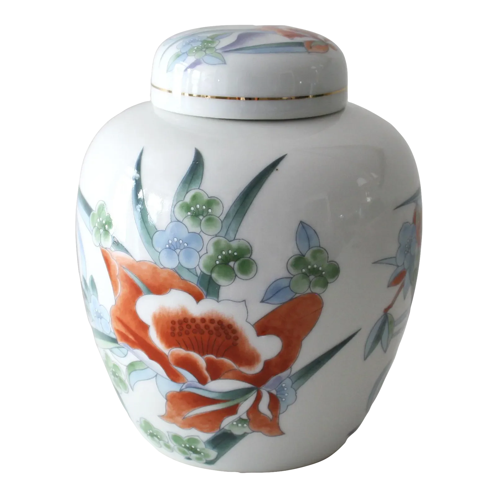 Vintage Hand Painted Japanese Ginger Jar | Chairish