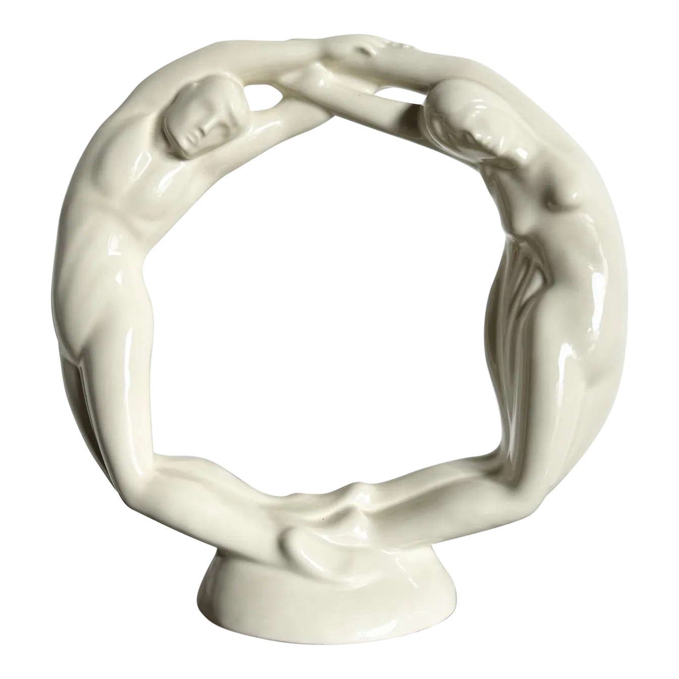 Postmodern Cream Floss Ceramic Circle of Love Sculpture by Haeger ...