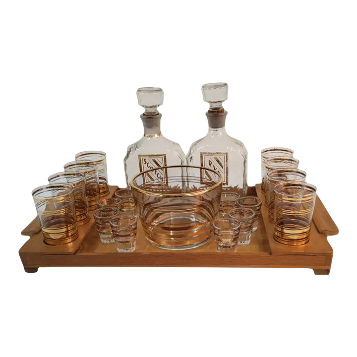 Mid-Century Modern Bar Set- 20 Pieces | Chairish