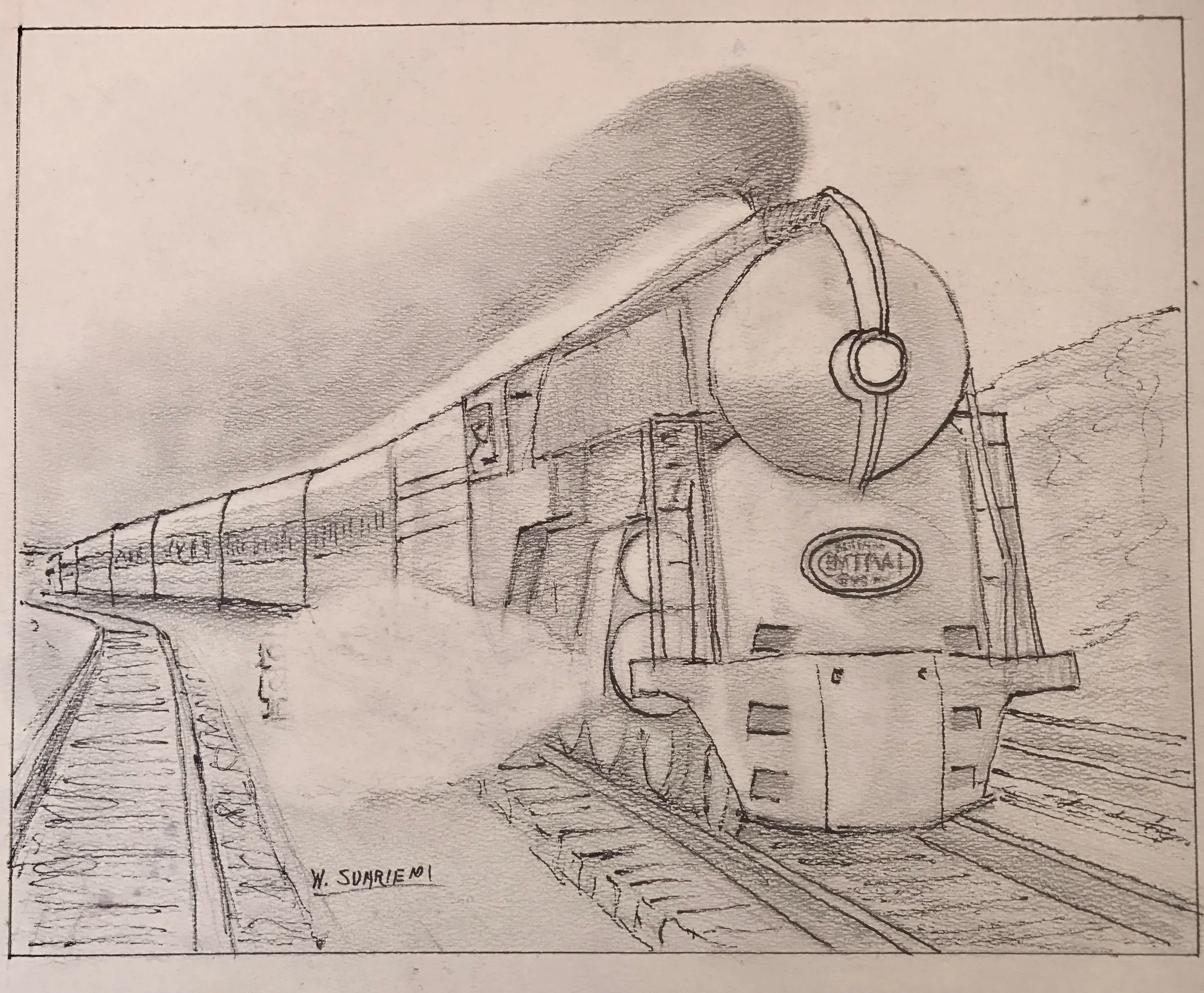 Old Steam Train Drawing