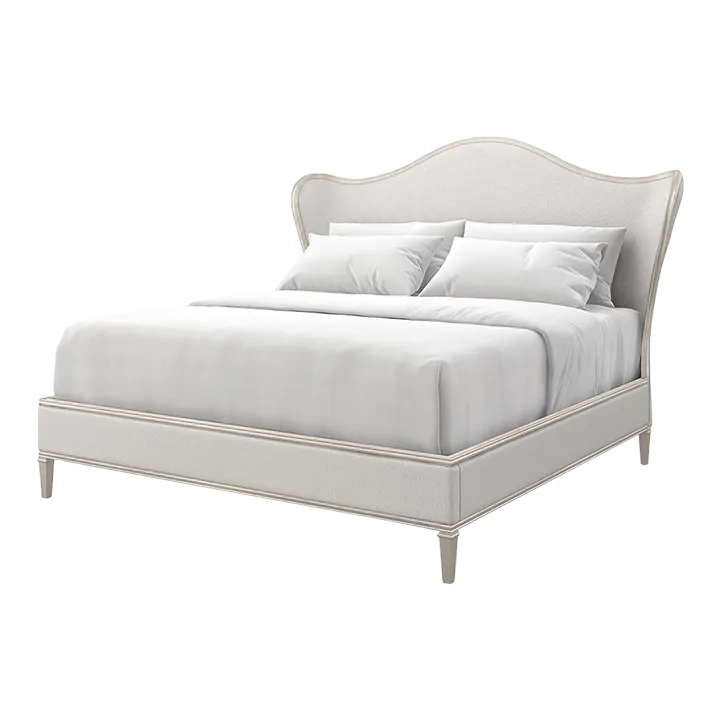 Transitional Style Upholstered King Bed in Silver | Chairish