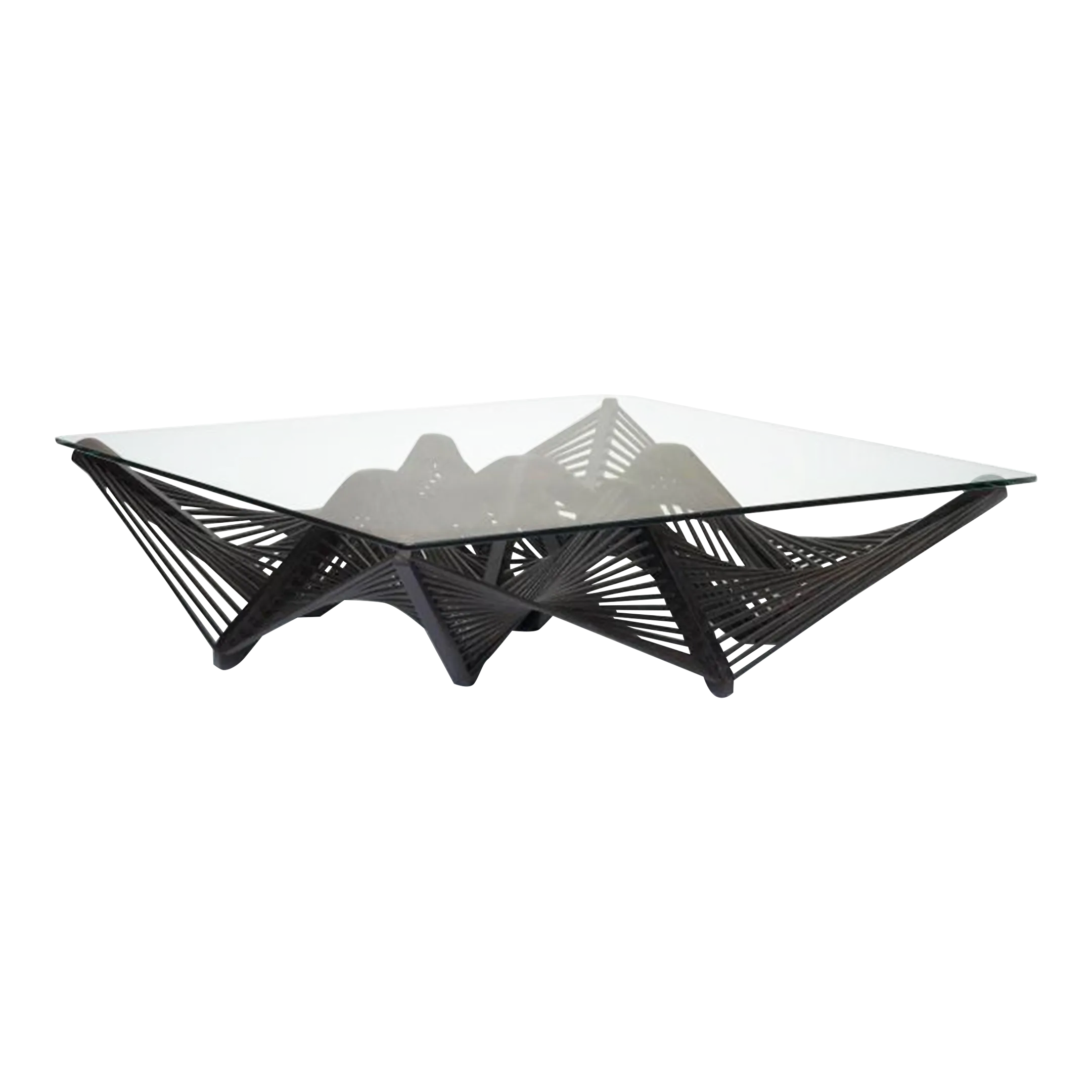 Geo Cocktail Table in Dark Brown With Glass | Chairish