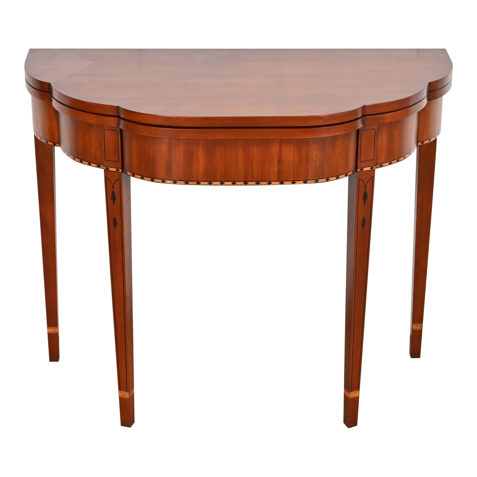 Henkel Harris Federal Inlaid Cherry Wood Flip Top Console Game Table ...
