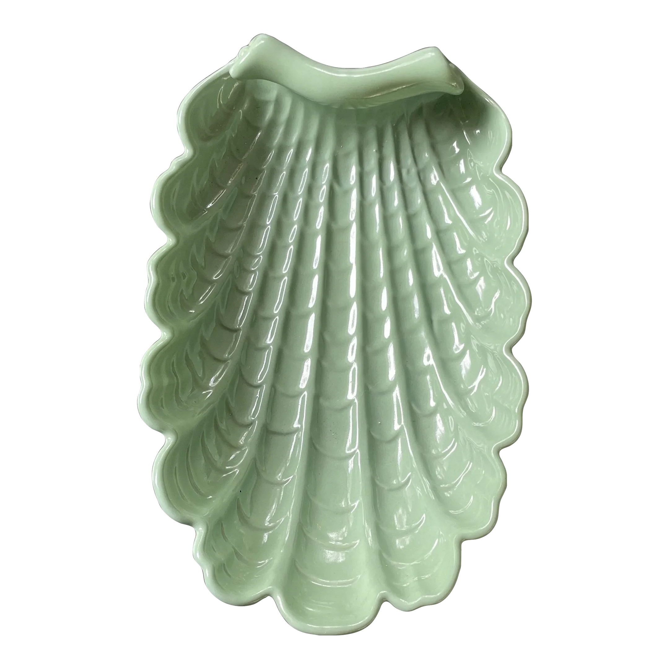 1950s Abington Celadon Green Shell Platter | Chairish