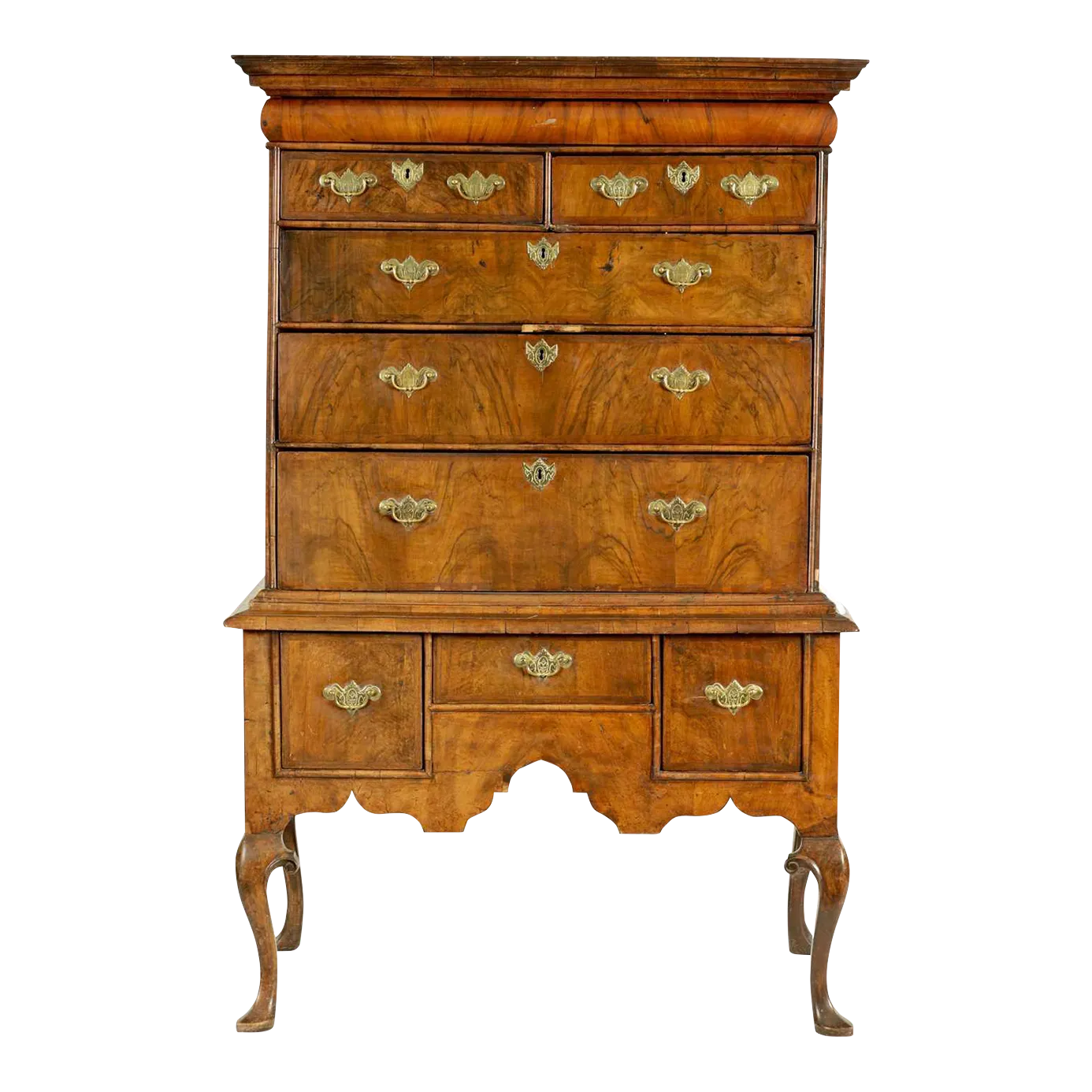 Queen Anne Herringbone-Banded Figured Walnut Chest on Stand Circa 1720 ...