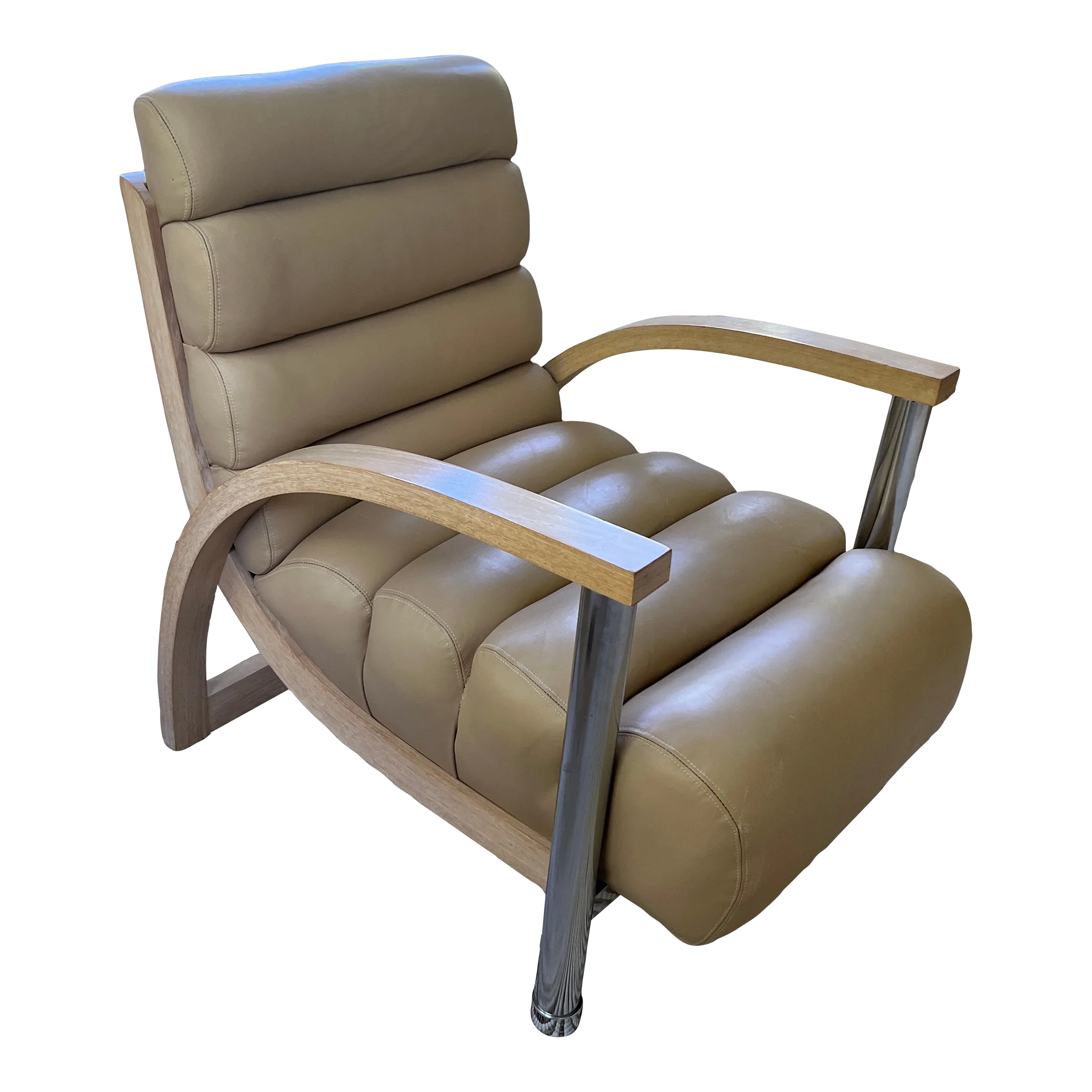 Jay Spectre Blonde Leather and Chrome Eclipse Lounge Chair | Chairish