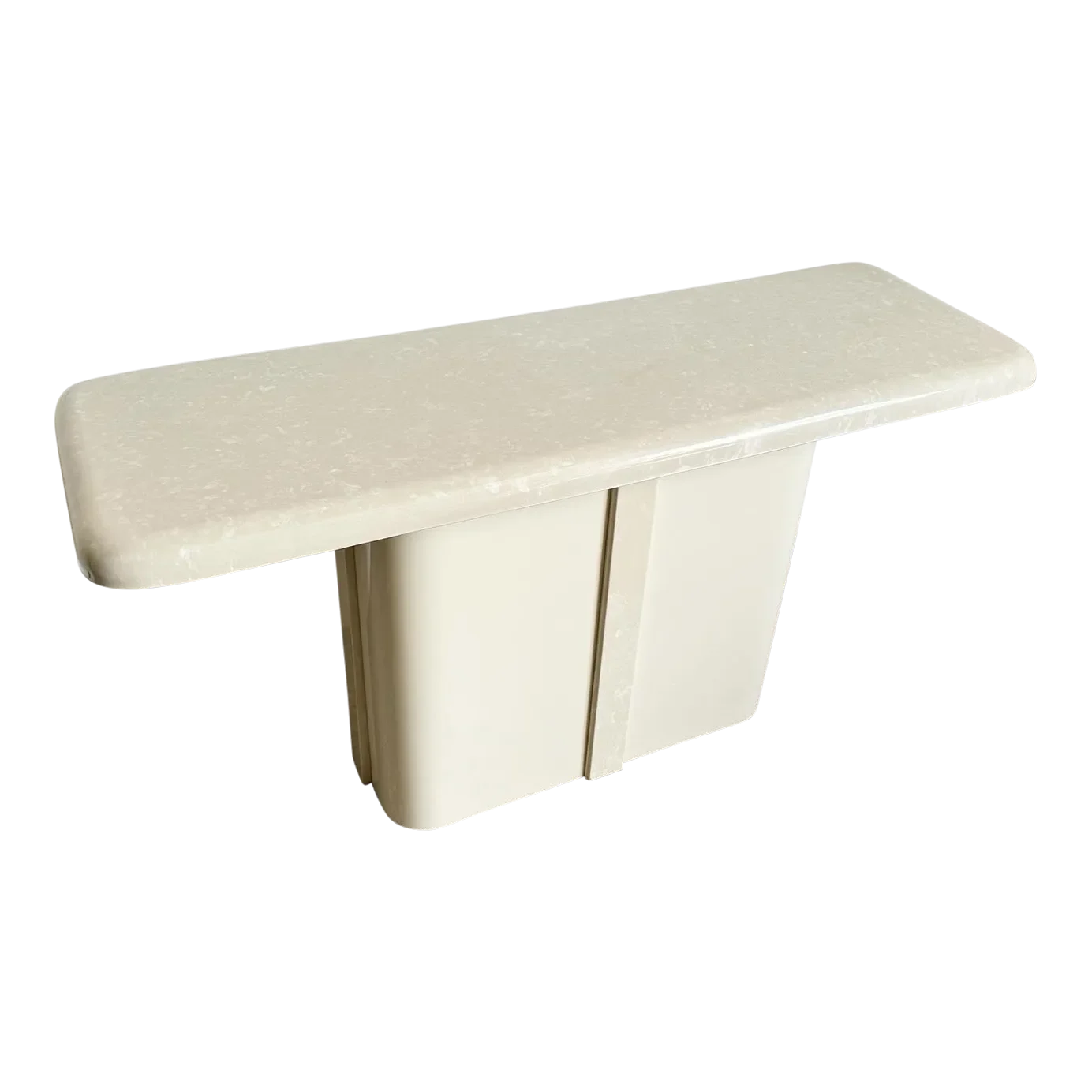 Postmodern Casted Cream Faux Marble Console Table | Chairish