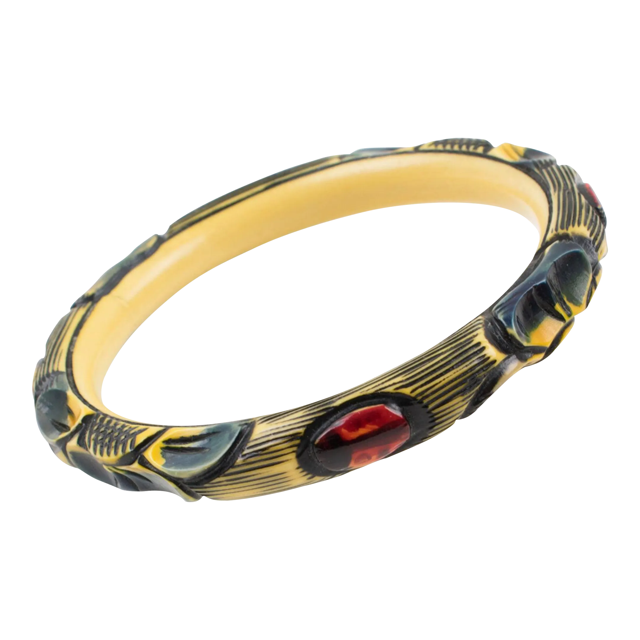 1920s French Art Deco Celluloid Carved Bracelet Bangle LadyBug and ...