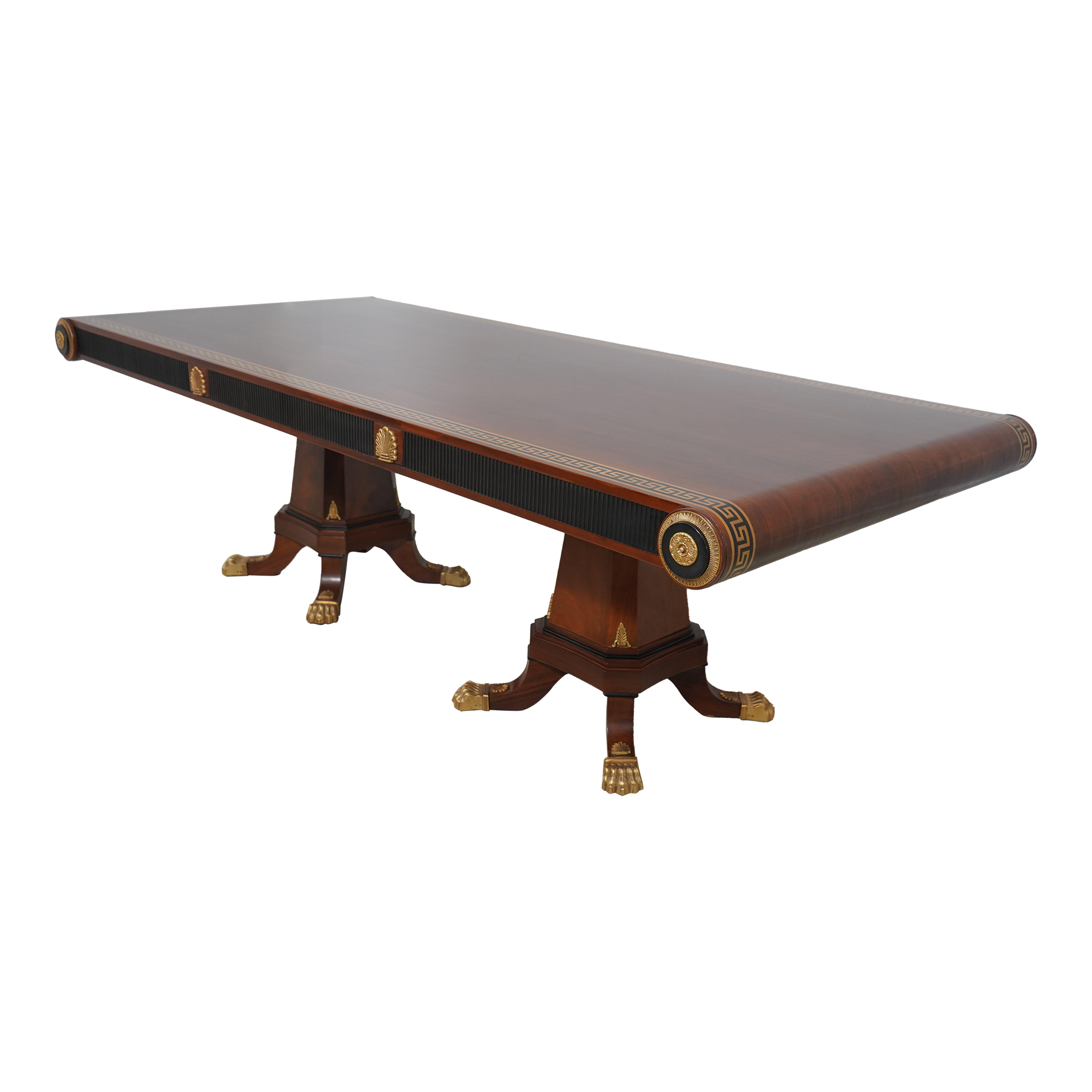 Italian Neoclassical Greek Key Inlaid Dining Room Table | Chairish