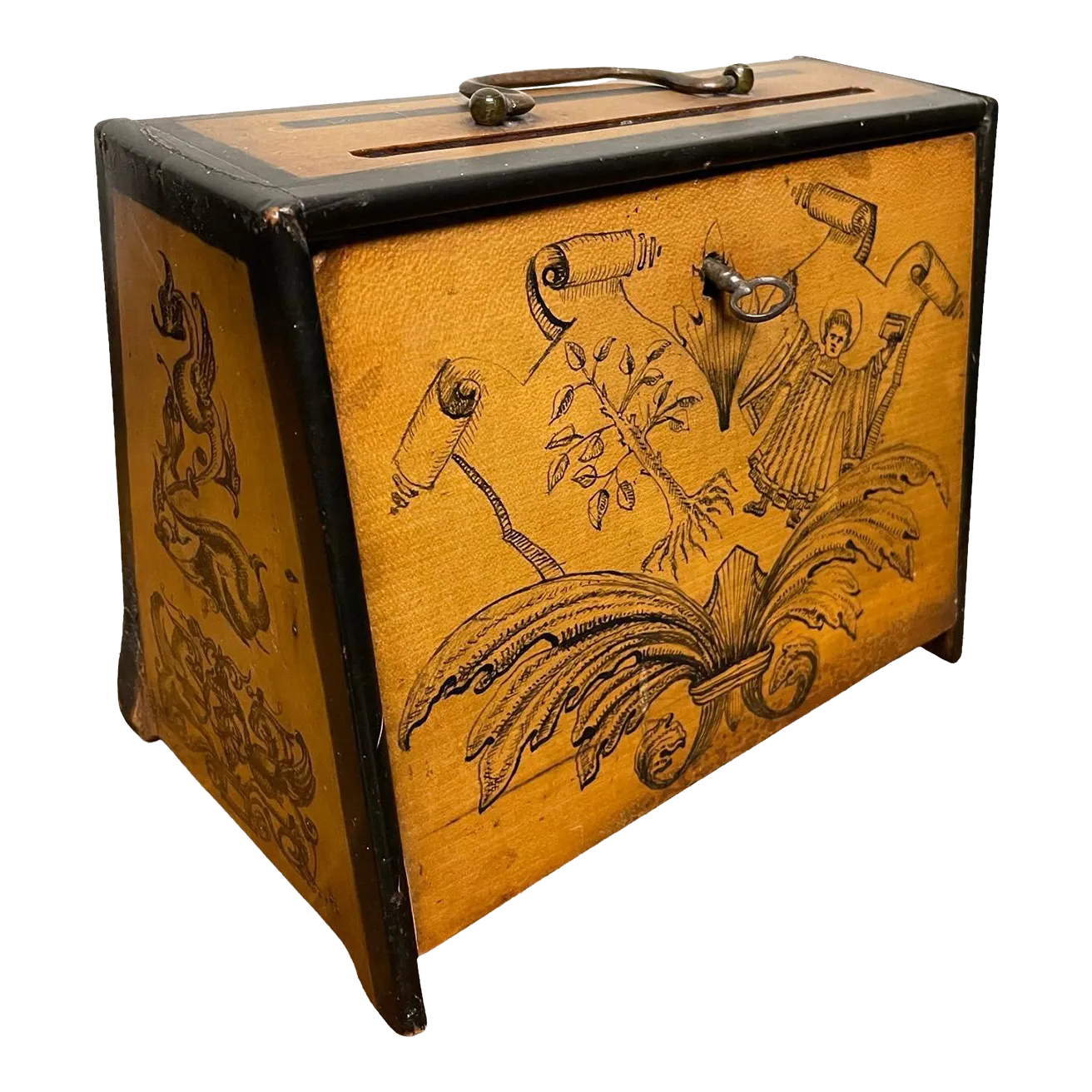 1890 19th Century English Victorian Hand Painted Letter Box | Chairish