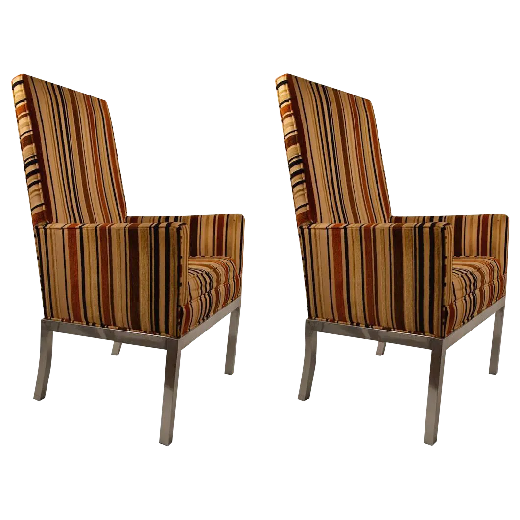 High Back Aluminum Base Chairs - a Pair | Chairish