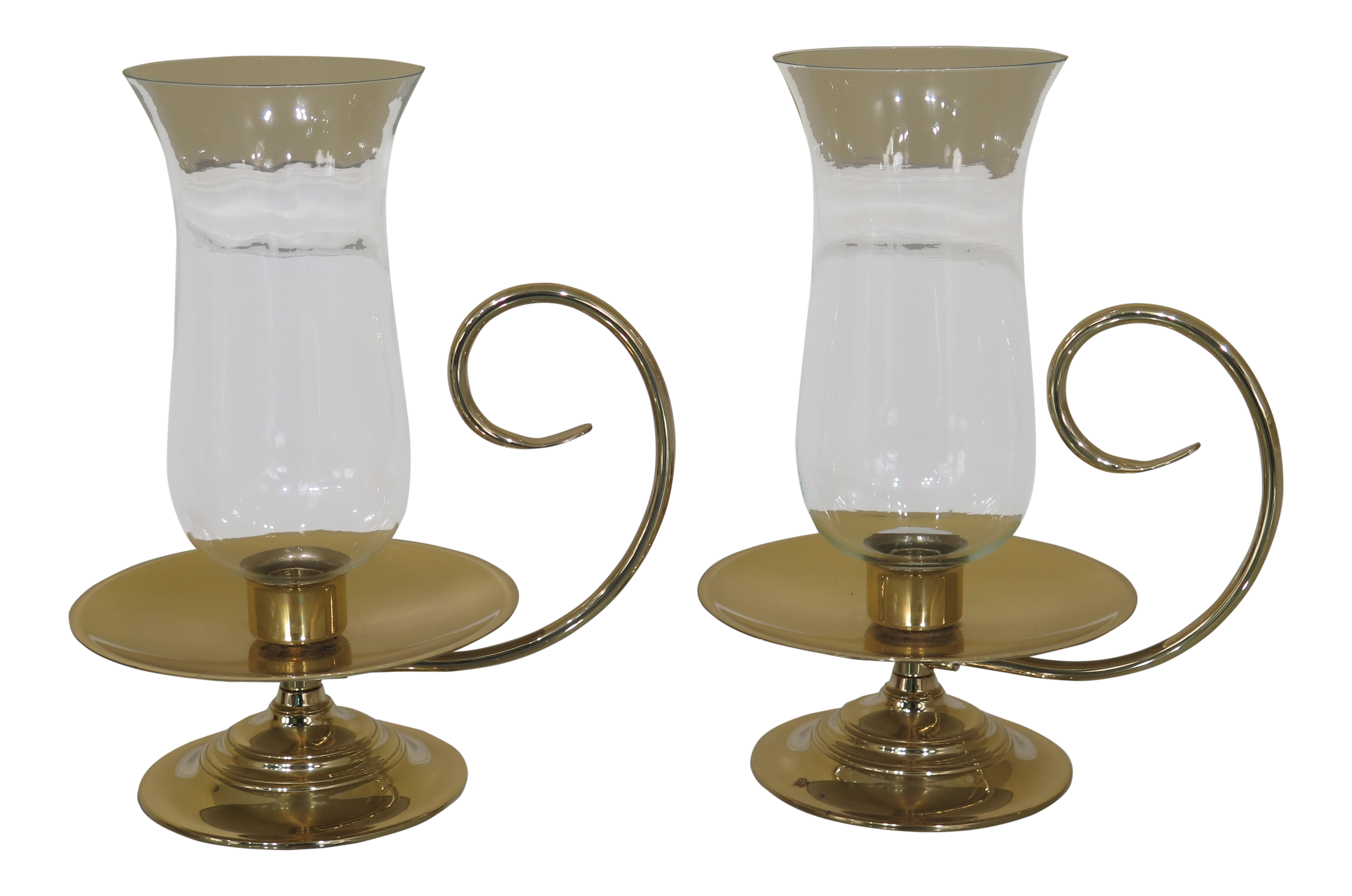Baldwin Brass Candlesticks W. Glass Globes a Pair Chairish