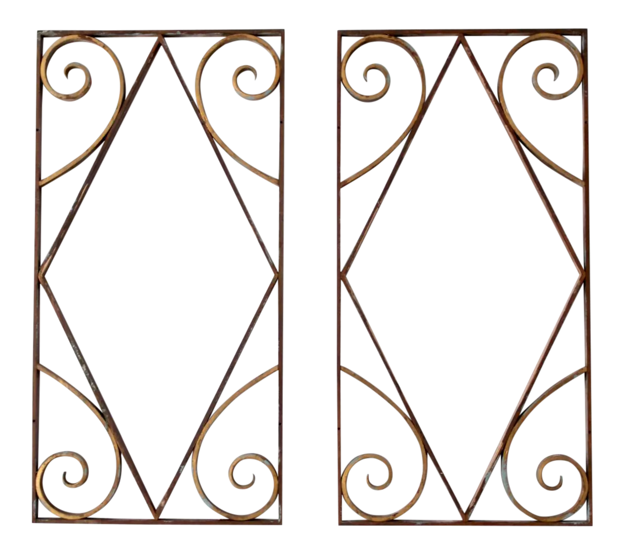Antique Brass Architecural Panels - A Pair | Chairish
