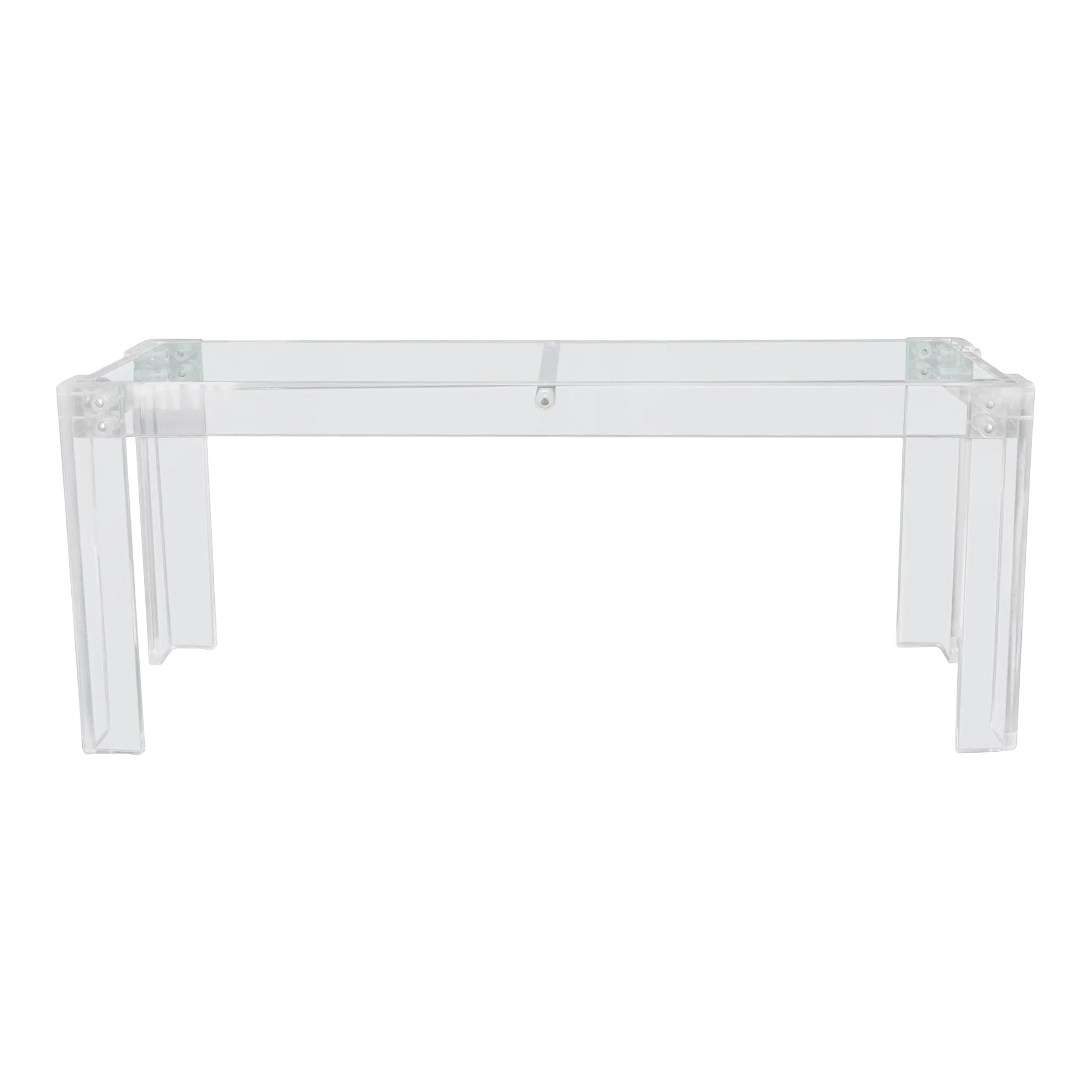 Large Long Lucite Base Glass Top Console Sofa Table | Chairish