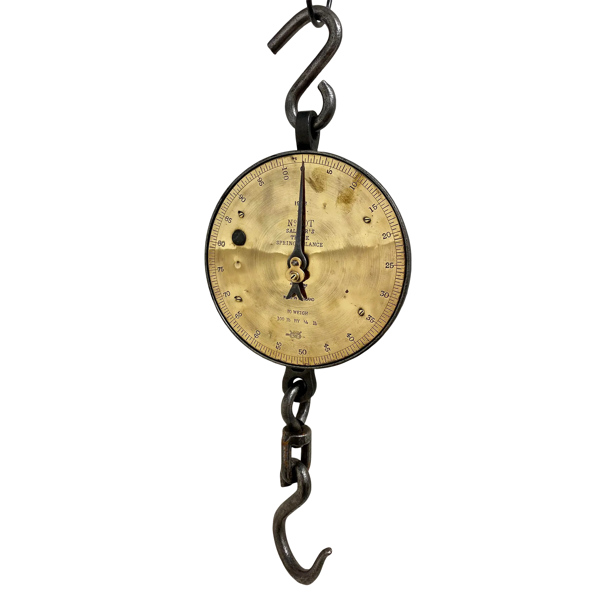 Vintage Brass Salter Spring Balance Scale 20t With 100 Lb Capacity From ...