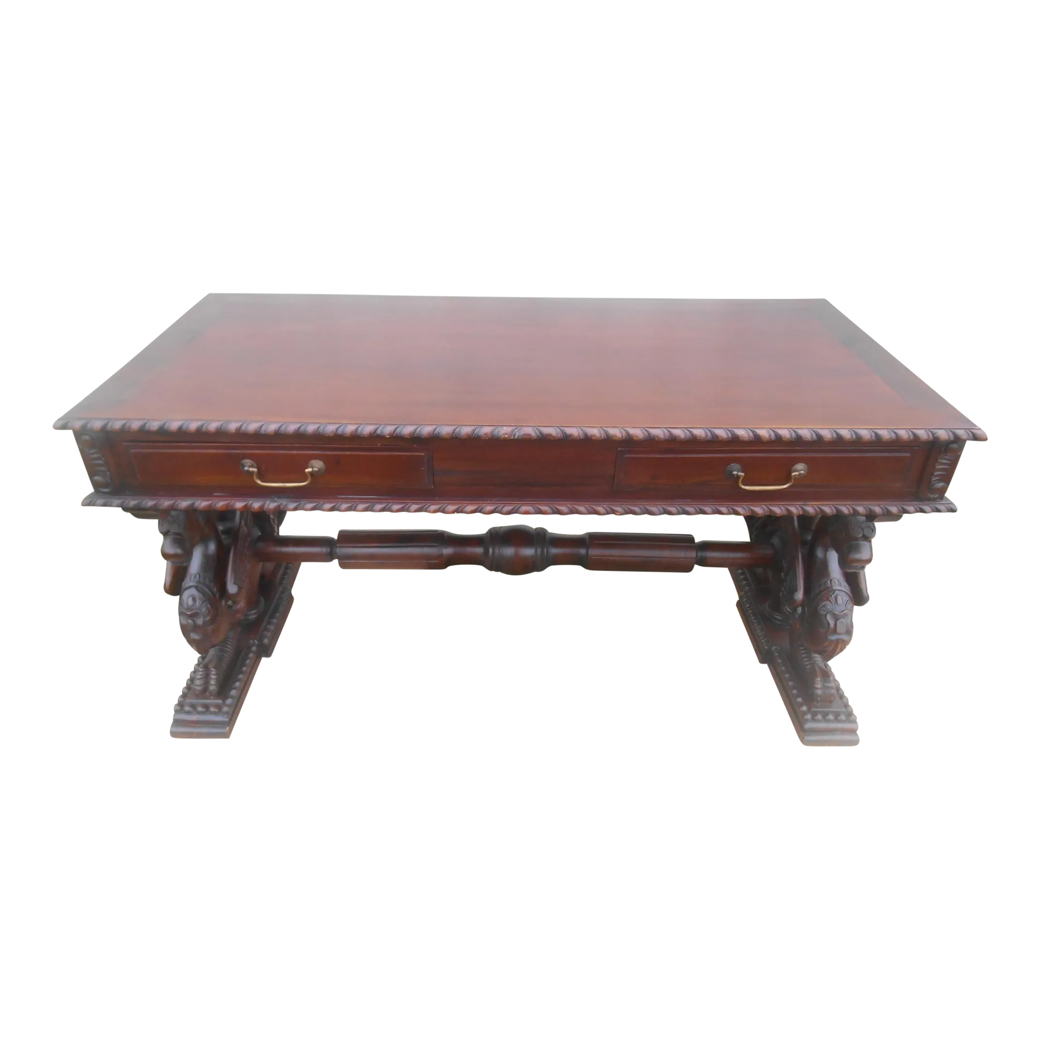 Stunning Hand Carved Double Eagle Executive / Writing Desk | Chairish