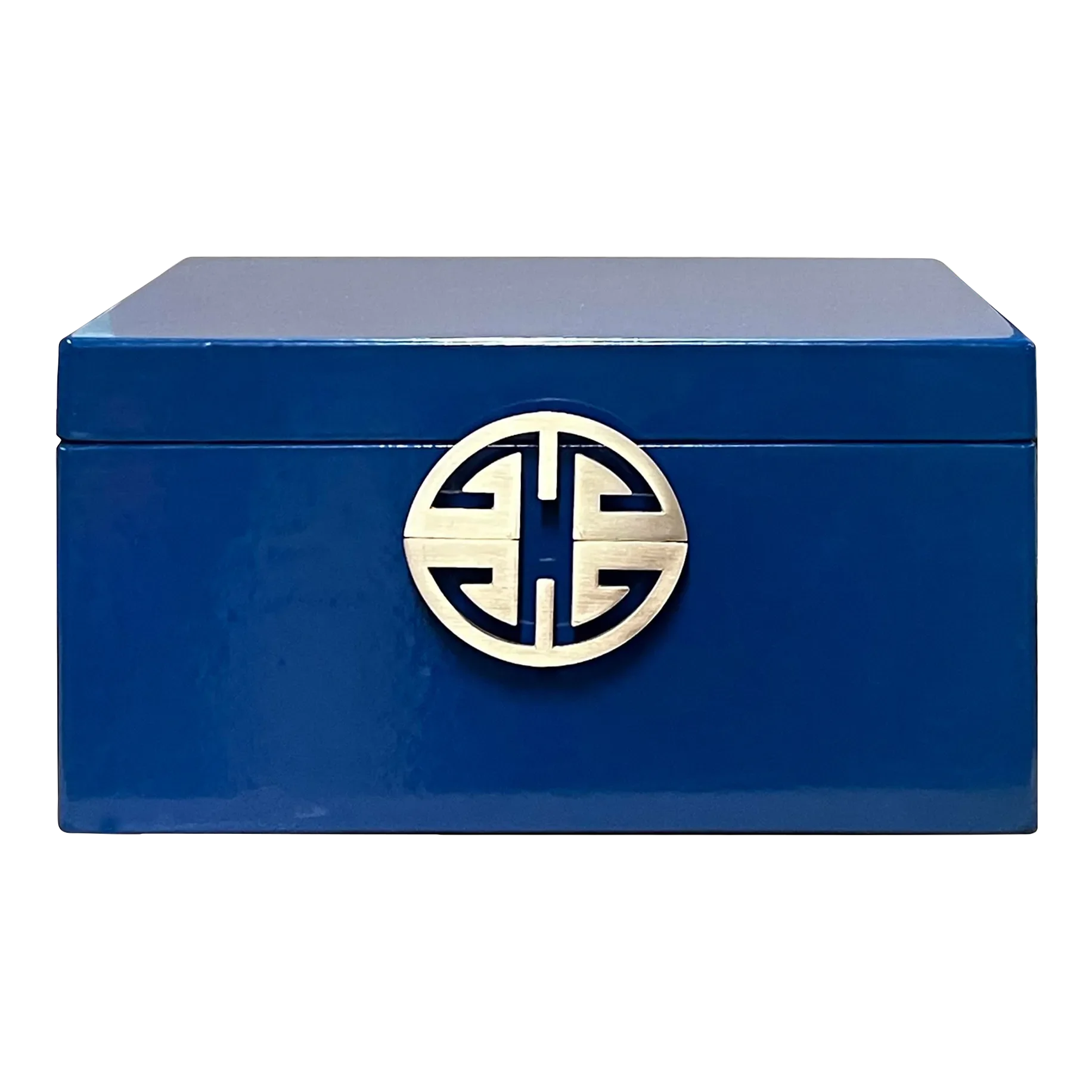 Oriental Round Hardware Royal Blue Rectangular Container Box Large ...