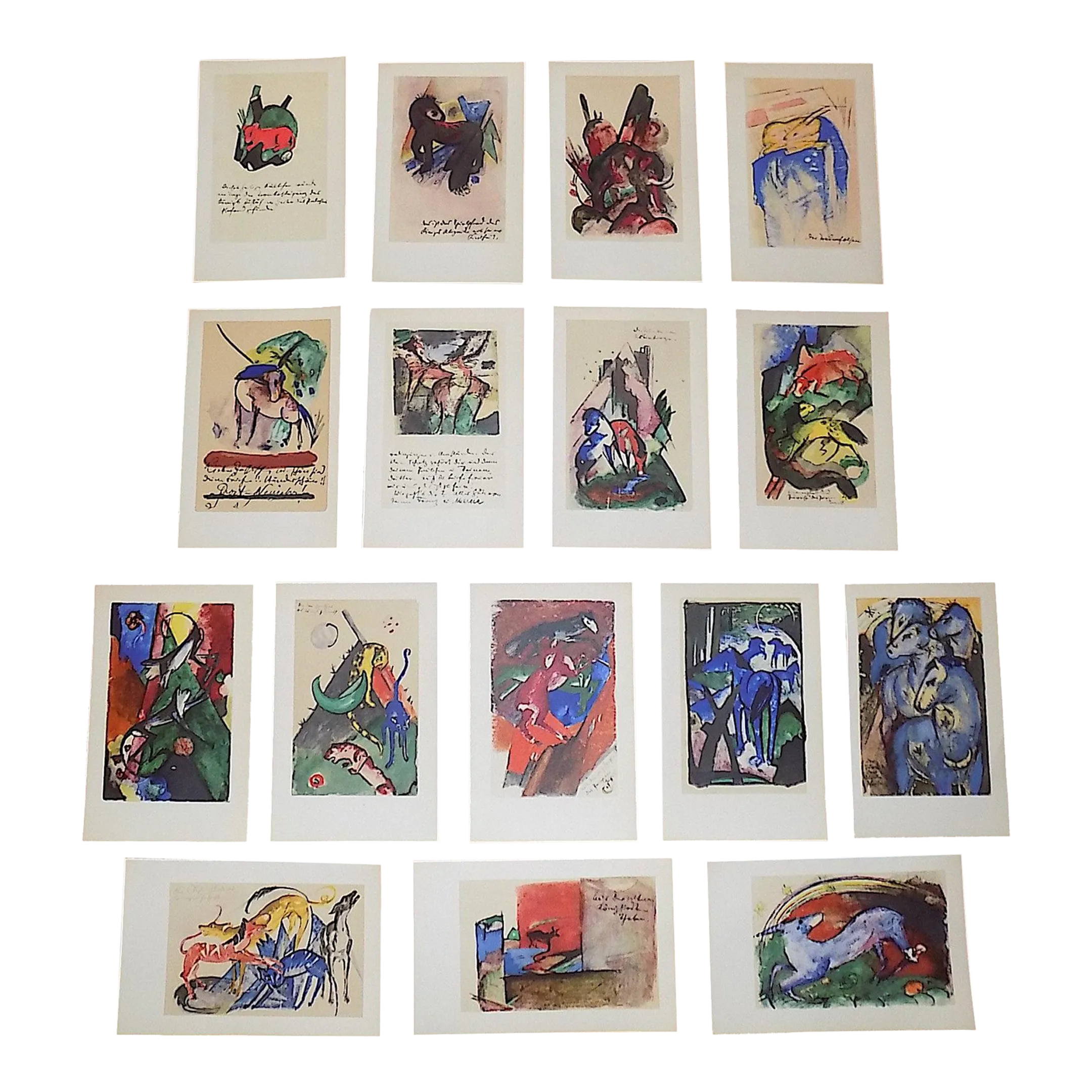 Vintage German Expressionist Abstract Animals by Franz Marc - Set of 16 ...