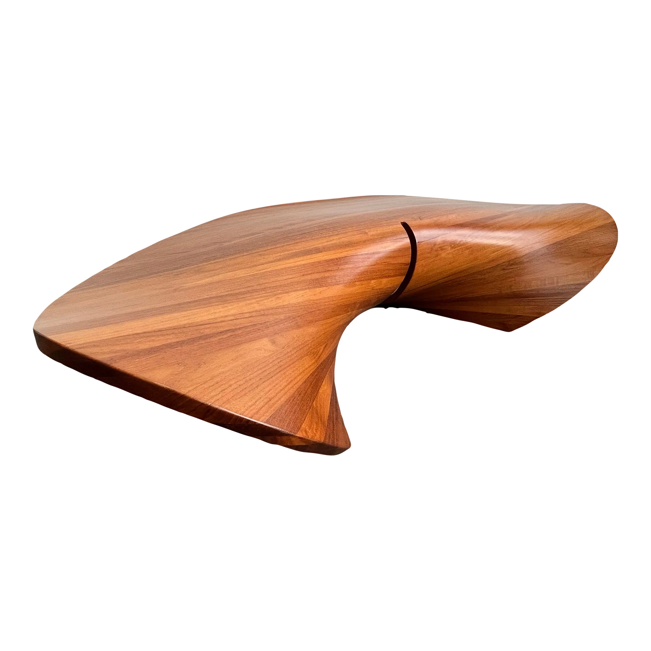 Vintage Organic Curved Studio Craft Teak Bench by Sean O'Hara | Chairish