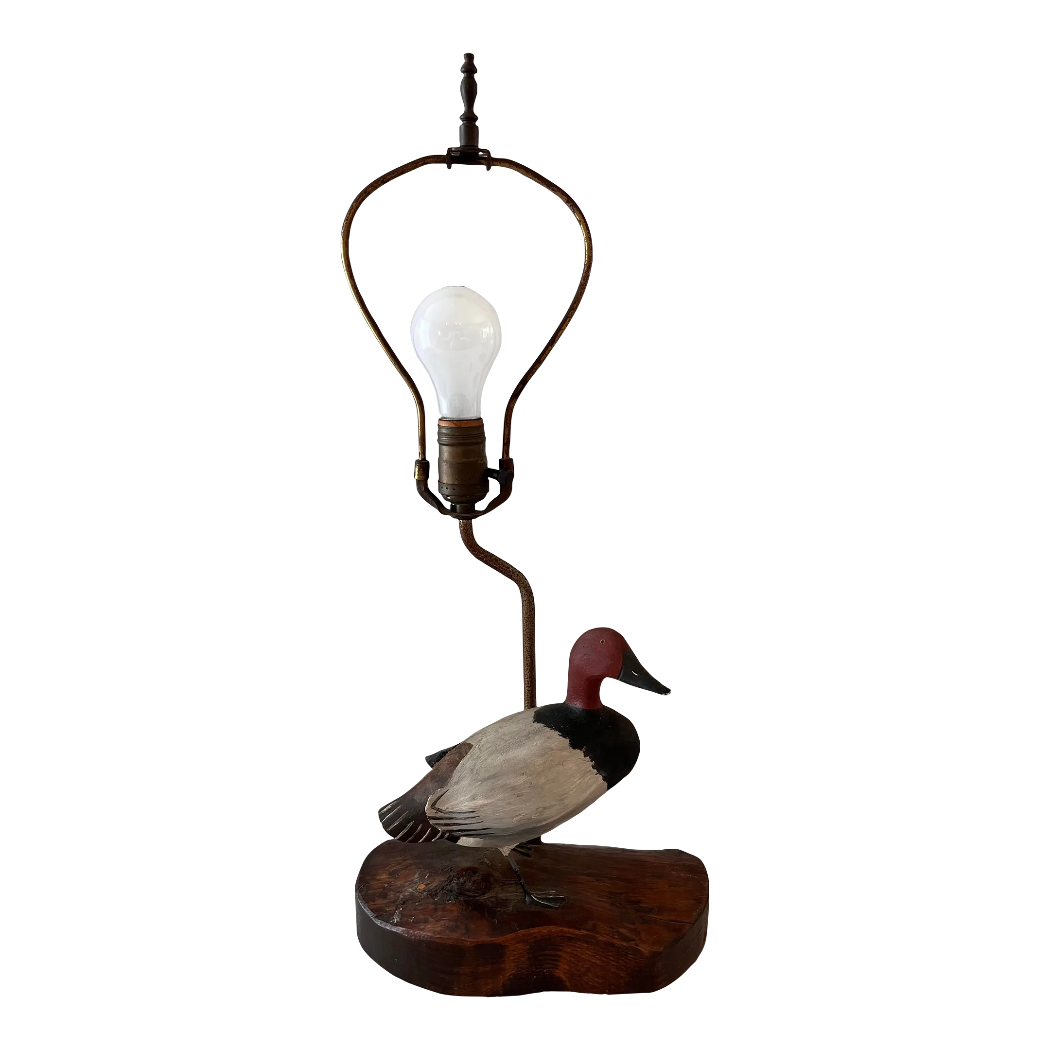 Vintage Hand Painted Wood Duck Decoy Table Lamp | Chairish