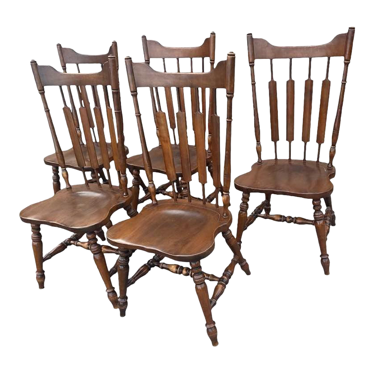 Temple Stuart Solid Walnut Rockingham 'Cattail' Dining Chairs - Vintage ...
