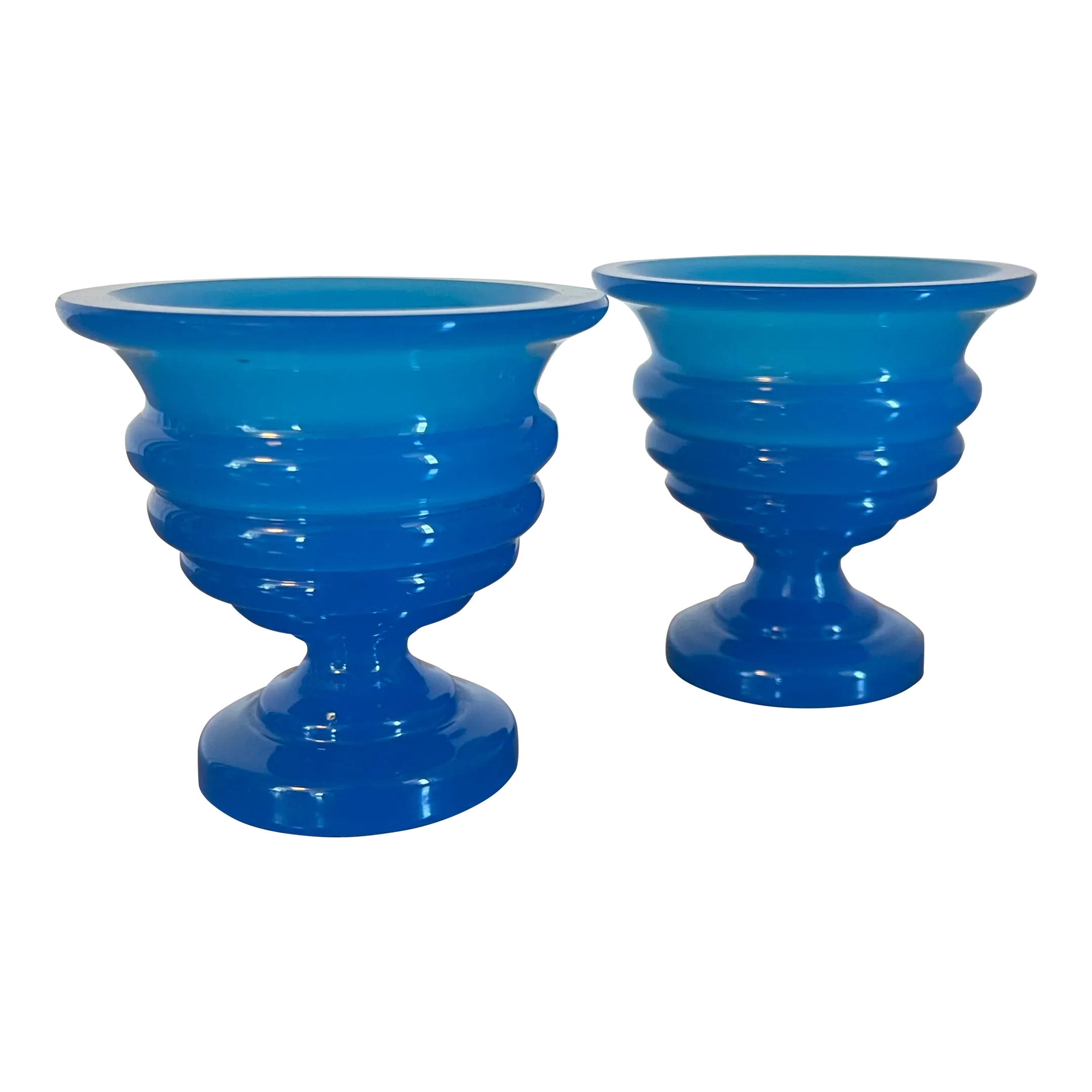 Antique 19th Century French Blue Opaline Glass Open Salt Cellars - a ...