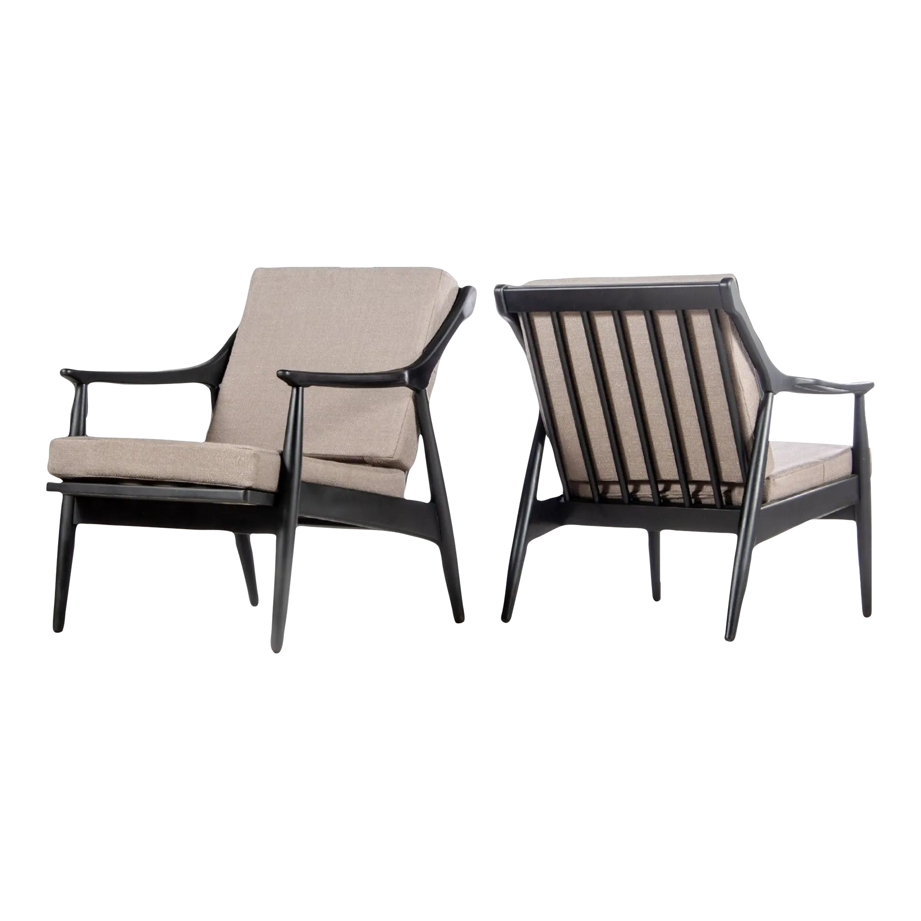 Ebony Danish Modern Lounge Chairs by Paoli in Knit Stone Grey Fabric ...